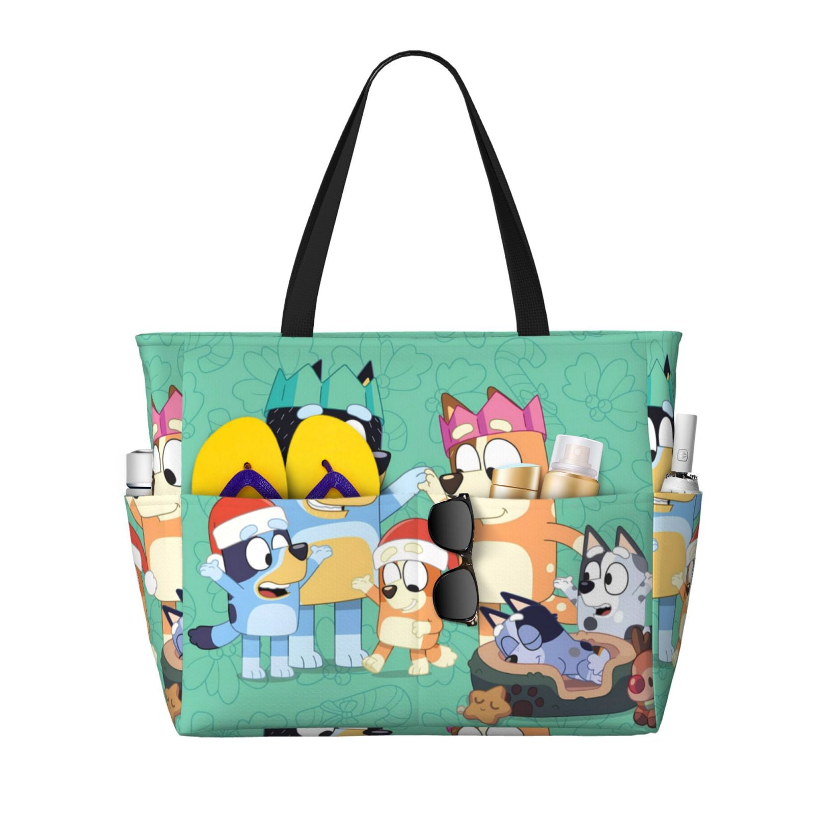 Lafuoo Bluey Pattern Large Capacity Beach Travel Bag, Zipper Pocket ...