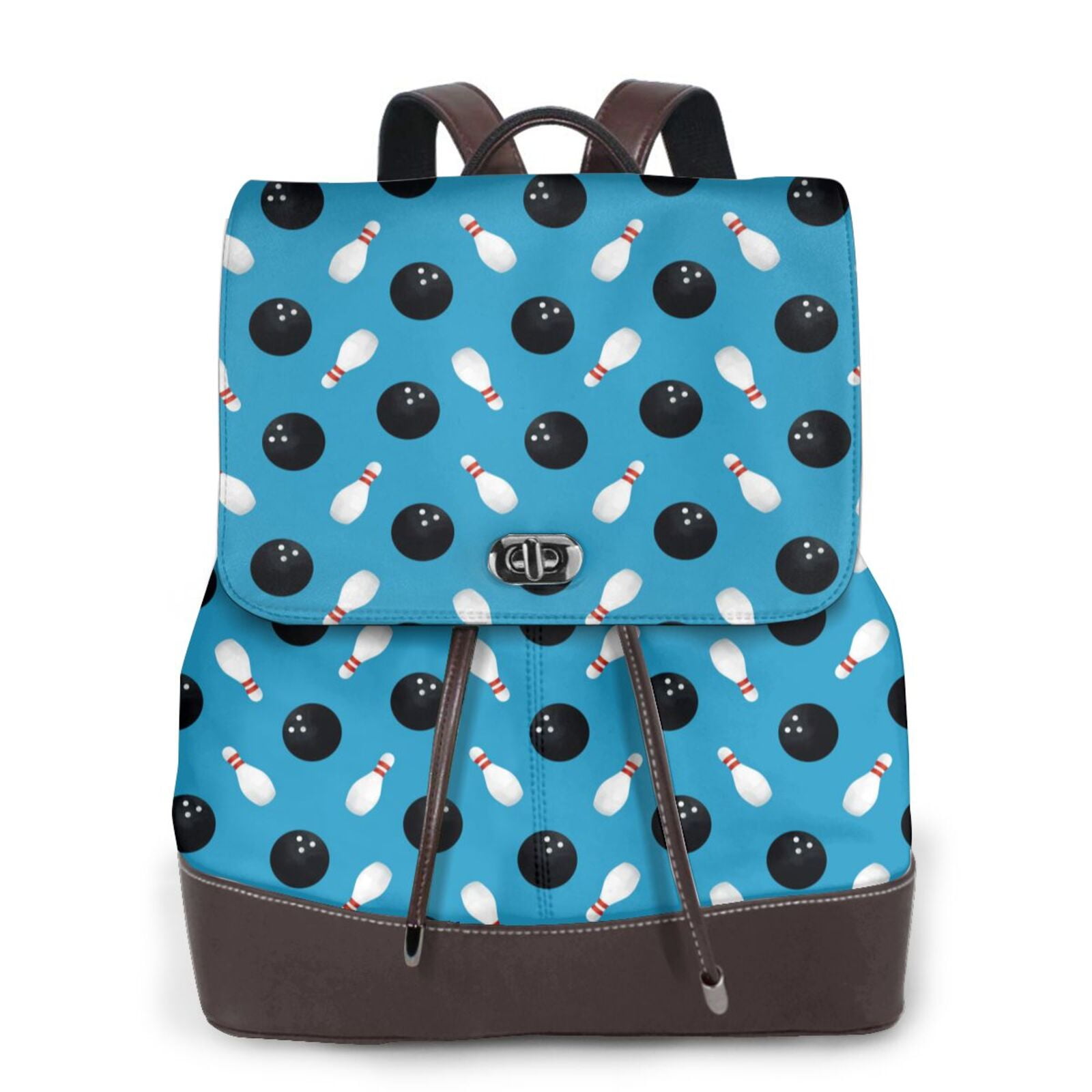 Lafuoo Bowling Balls Pattern Leather Backpack, Adjustable Backpack ...