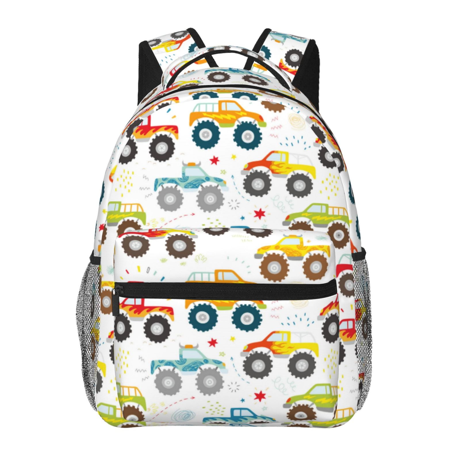 Lafuoo Cartoon Monster Trucks Pattern Casual Backpack, Adjustable ...