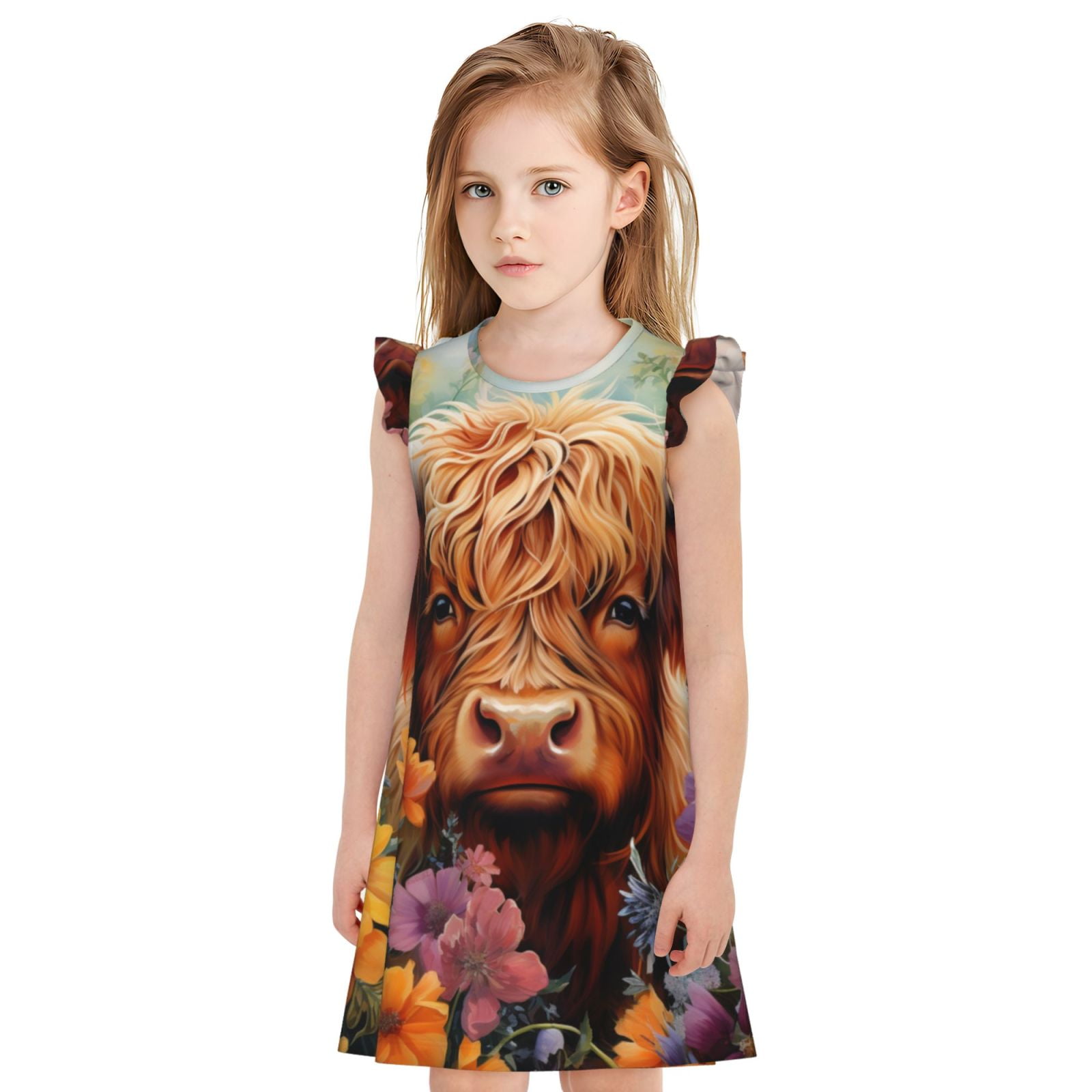 Lafuoo Countryside Colorful Floral Cow Pattern Girls' Small Flying ...