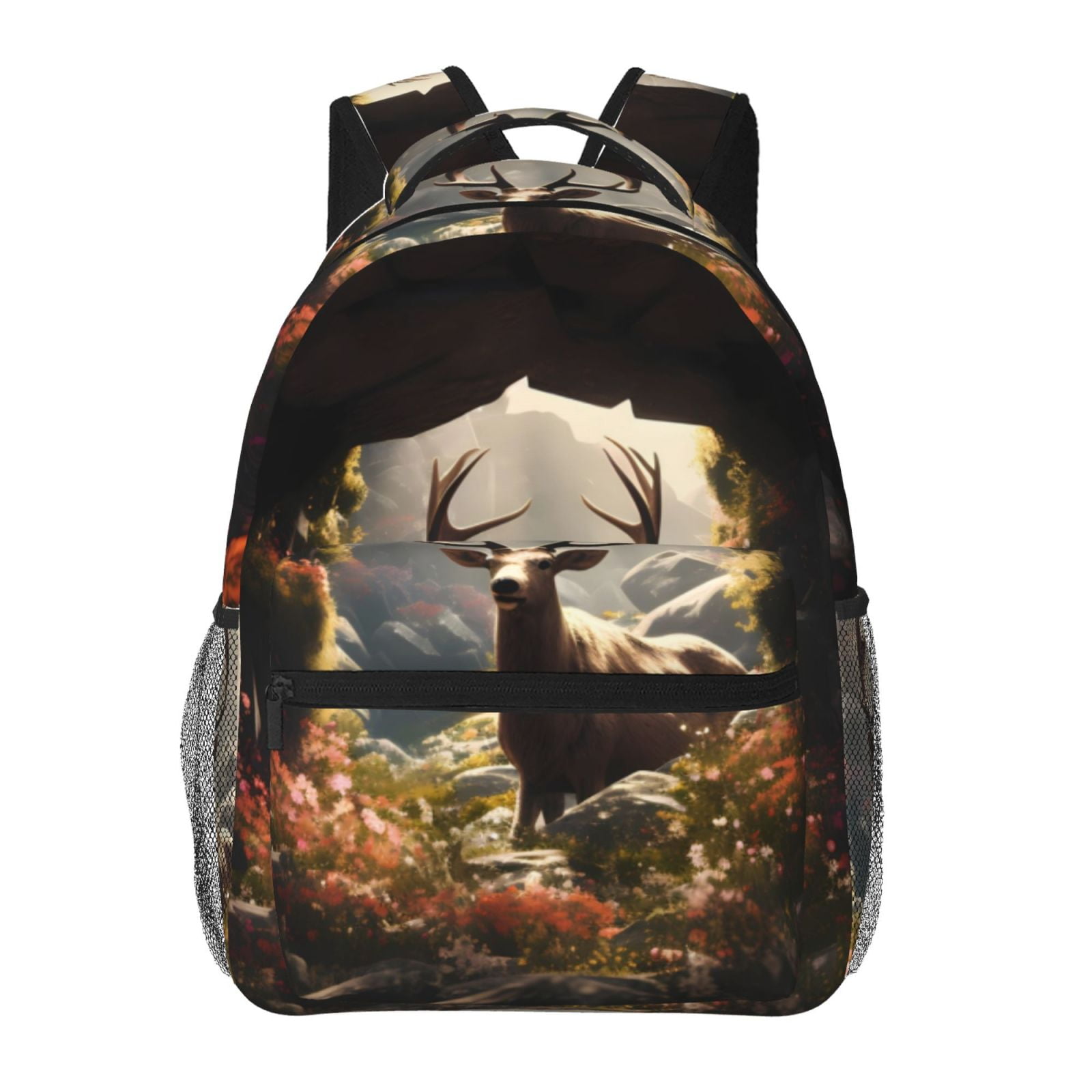 Lafuoo Enchanted Deer In Cave Pattern Casual Backpack, Adjustable ...