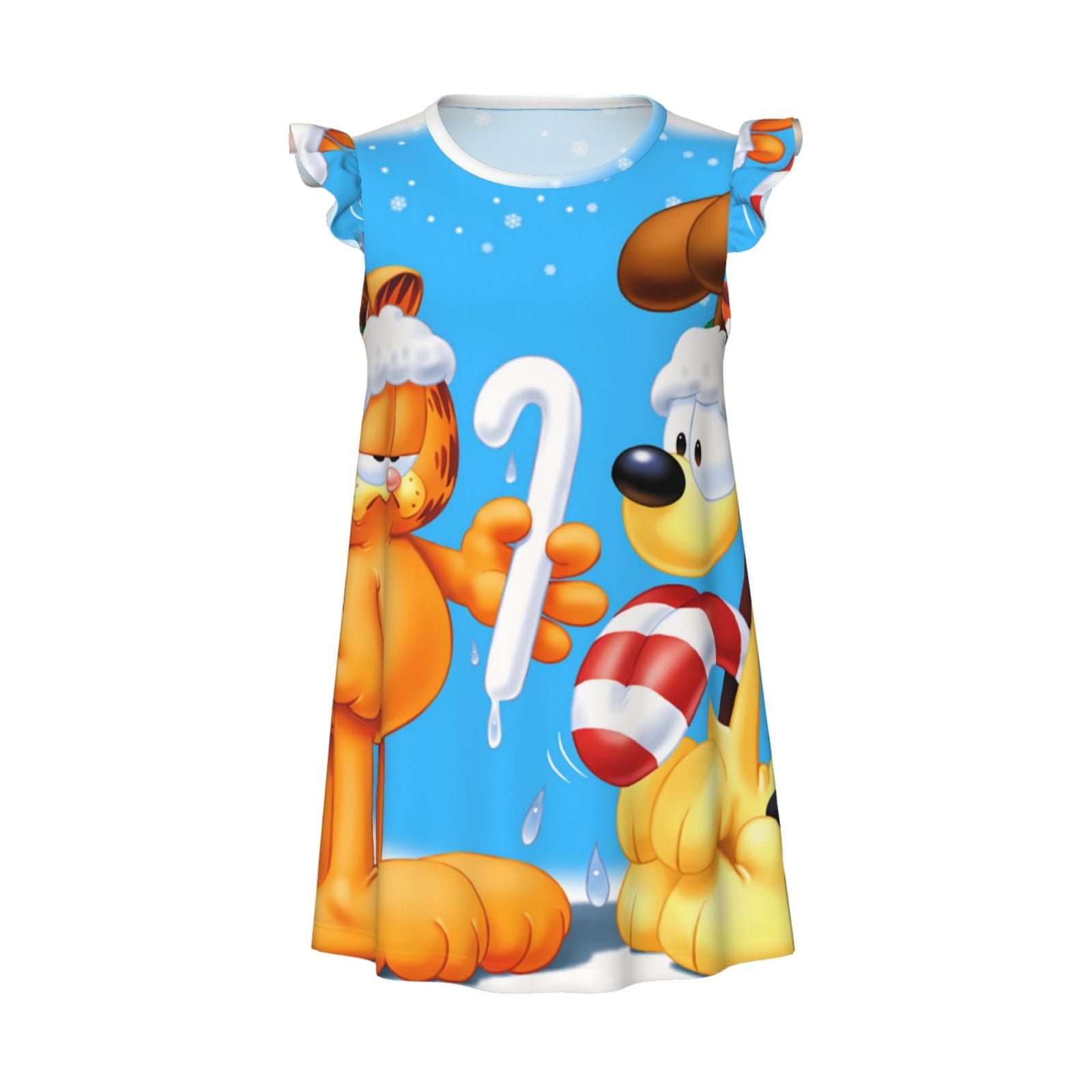 Lafuoo Garfield Pattern Girls' Small Flying Sleeve Nightdress, Suitable ...