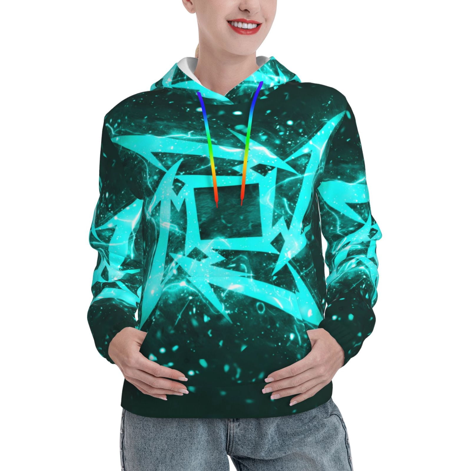 Lafuoo Geometry Dash Pattern Women's Hooded Sweatshirts, Sports ...