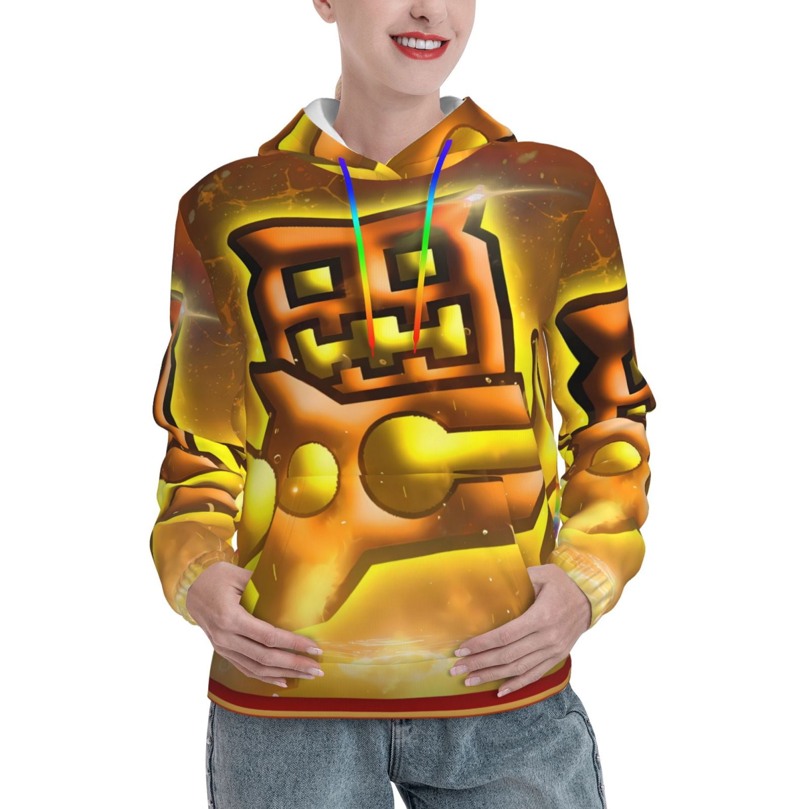 Lafuoo Geometry Dash Pattern Women's Hooded Sweatshirts, Sports ...