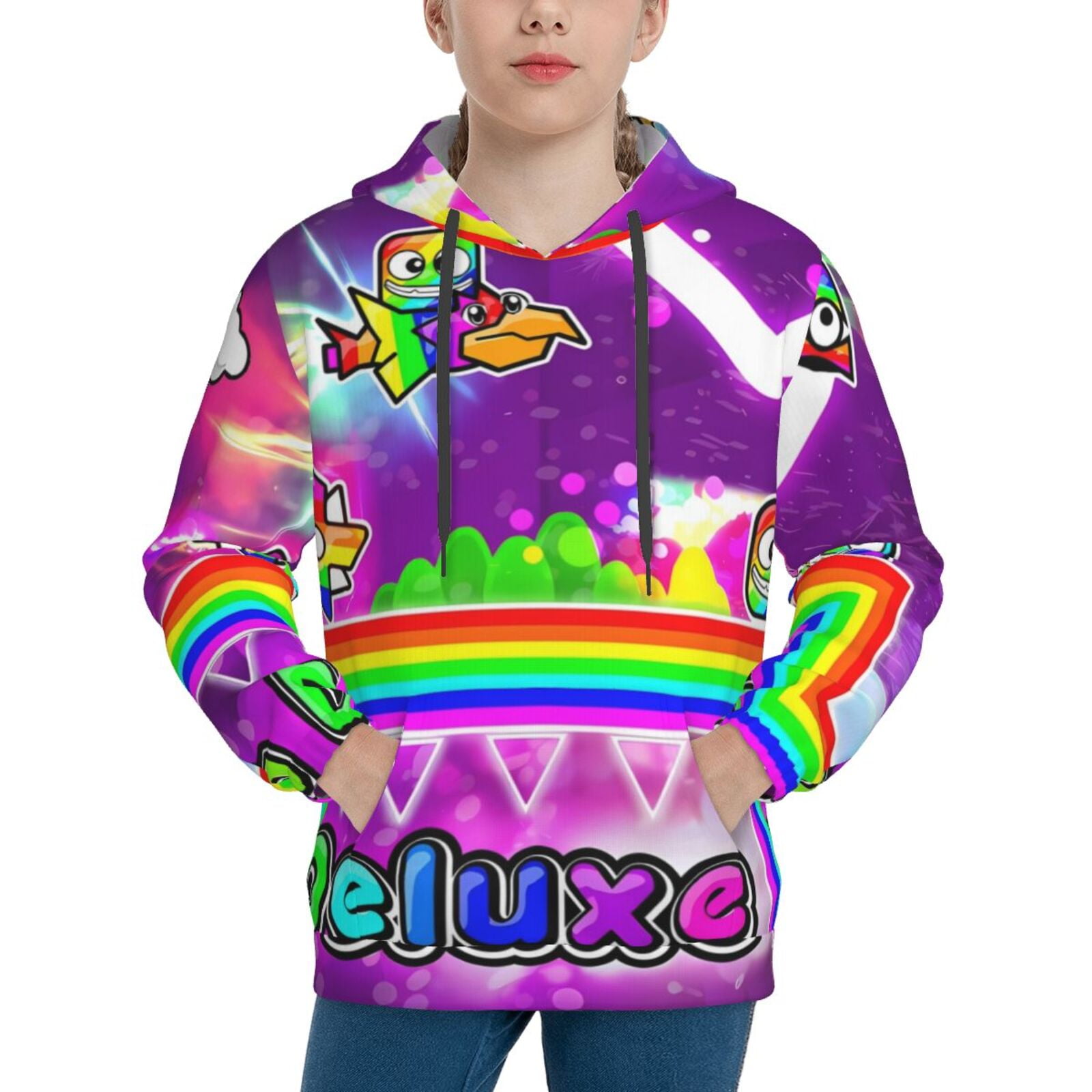 Lafuoo Geometry Dash Pattern Youth Hooded Sweatshirts, Long Sleeve ...