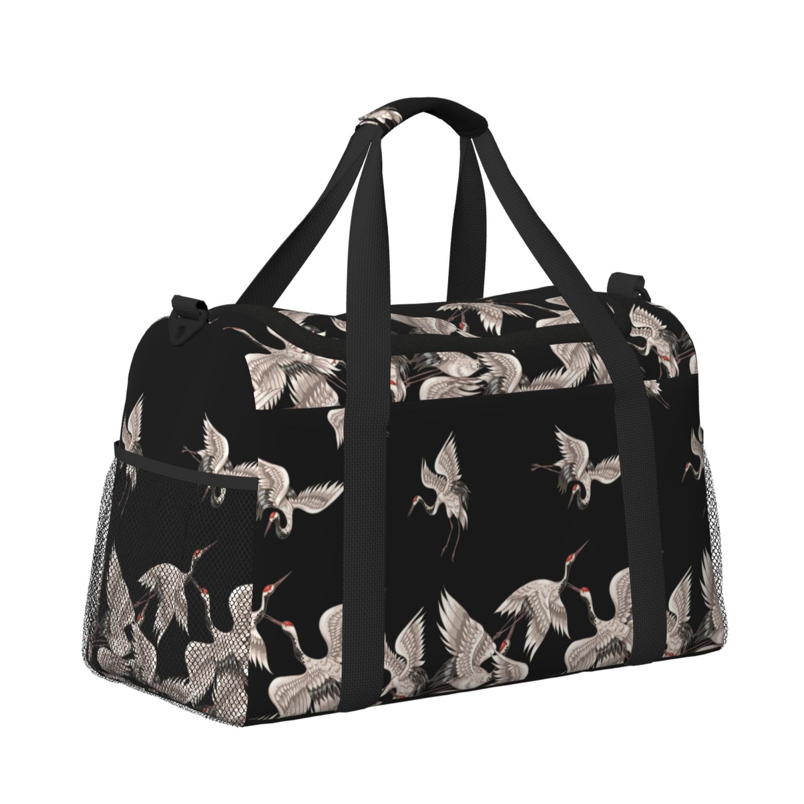 Lafuoo Japanese White Crane Pattern Hand-held Crossbody Travel Bag ...