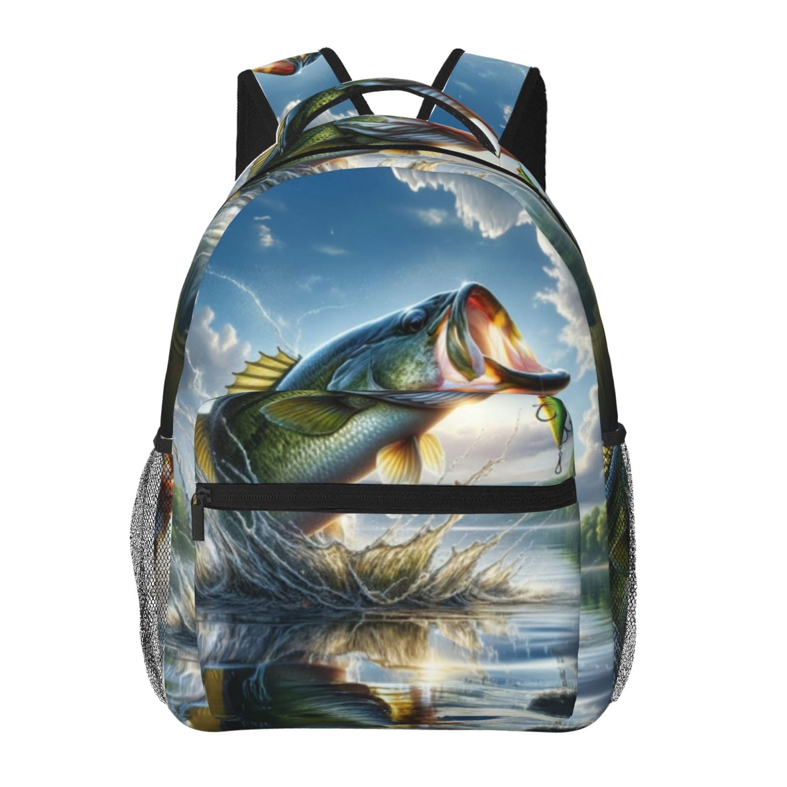 Lafuoo Largemouth Bass Jumping Out of The Water Pattern Casual Backpack ...