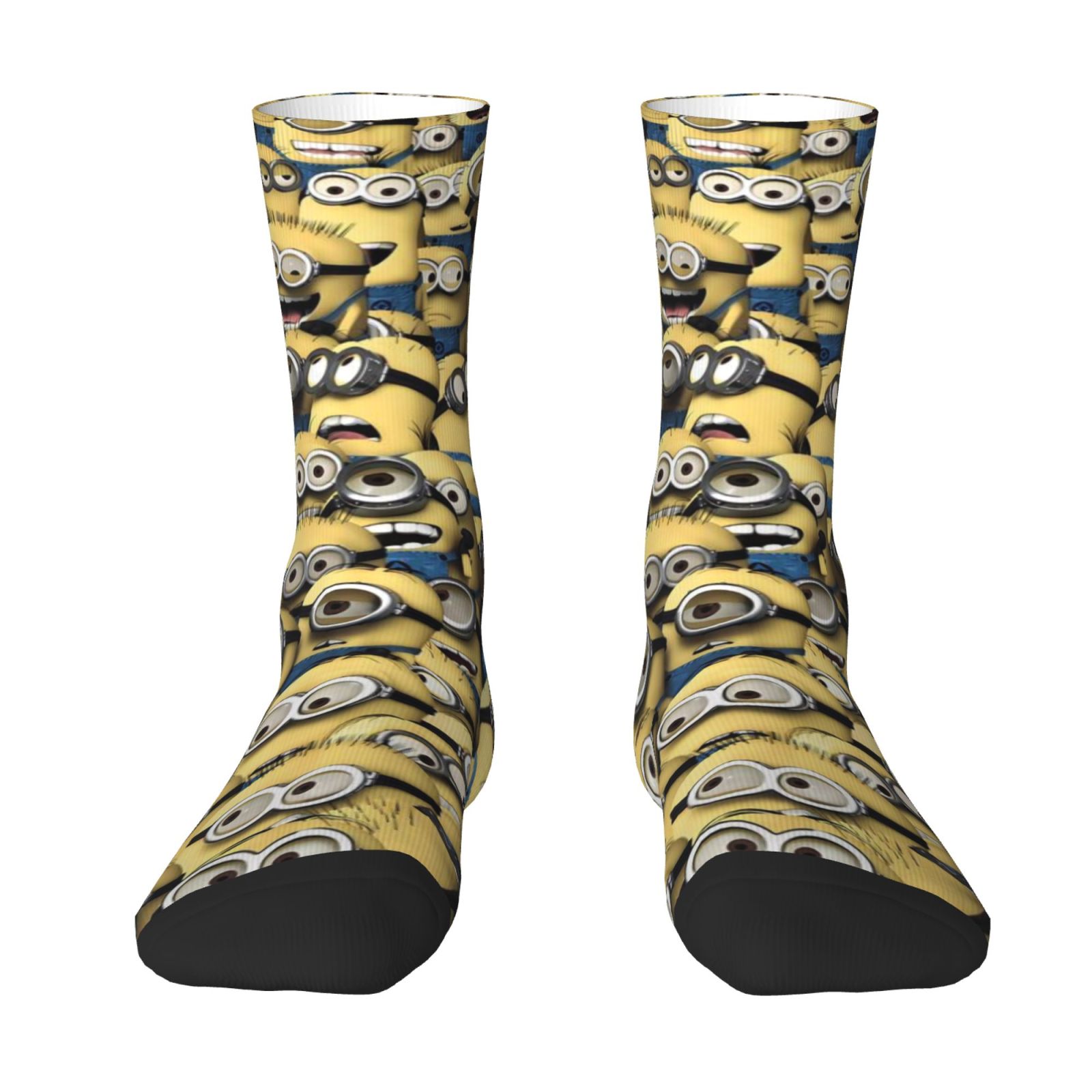 Lafuoo Minions Pattern Contrast Color Mid-calf Socks, Adult Sports ...