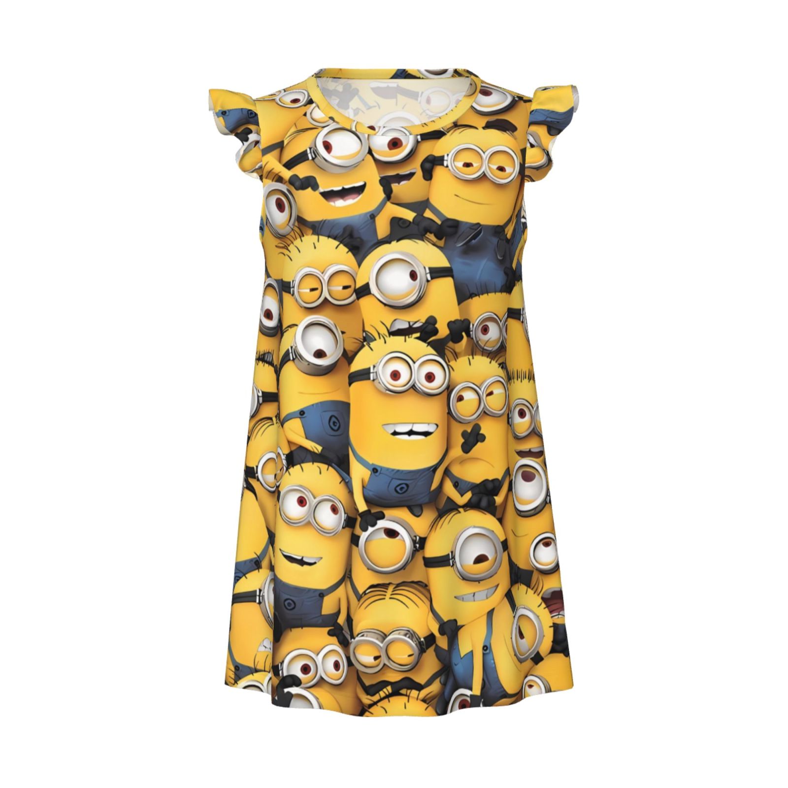 Lafuoo Minions Pattern Girls' Small Flying Sleeve Nightdress, Suitable ...