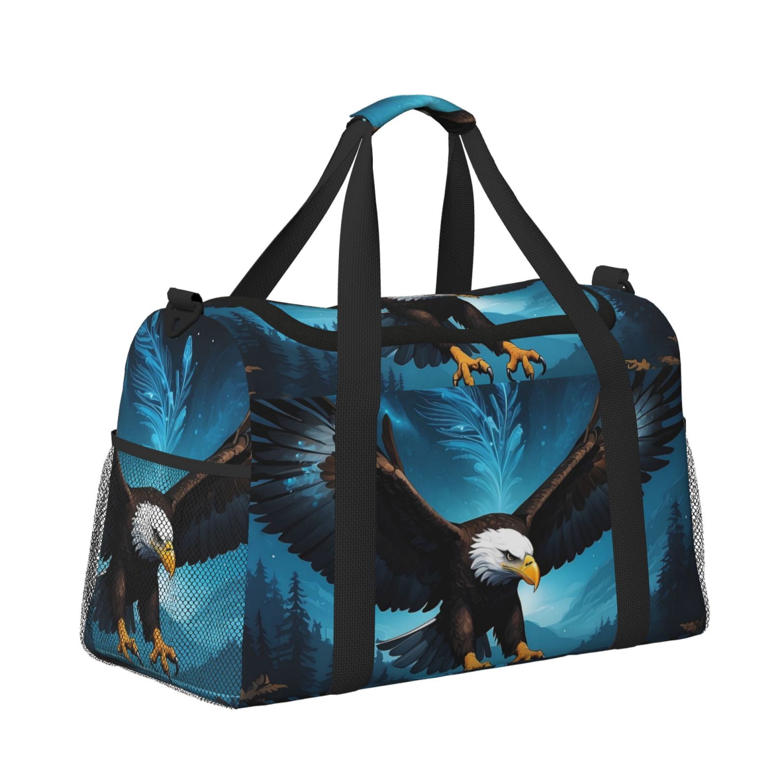 Lafuoo Night Sky Forest Bald Eagle Pattern Hand-held Crossbody Travel ...