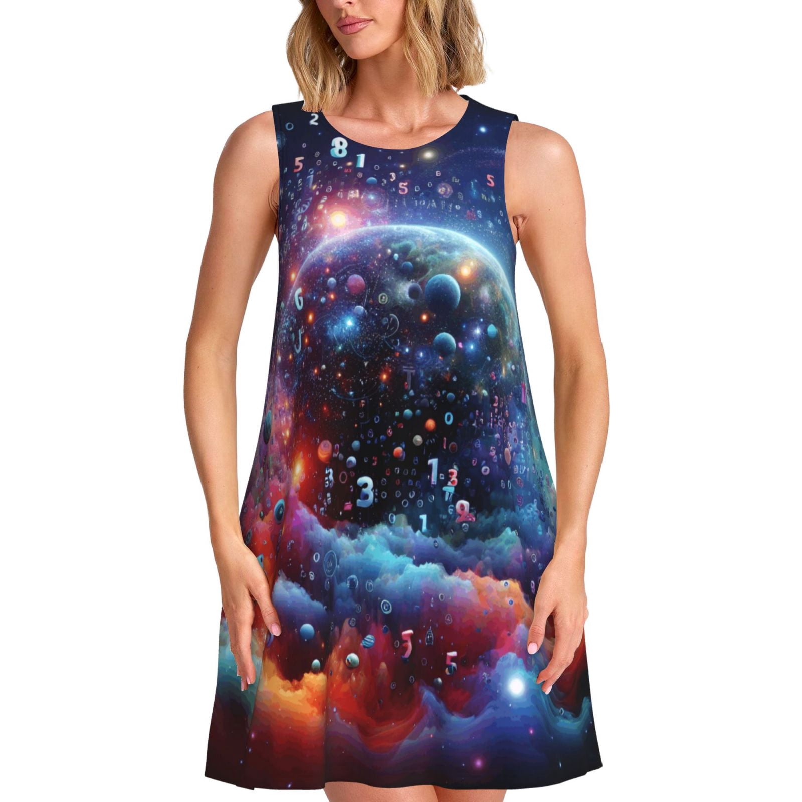 Lafuoo Outer Space Floating Numbers And Letters Pattern Women's ...