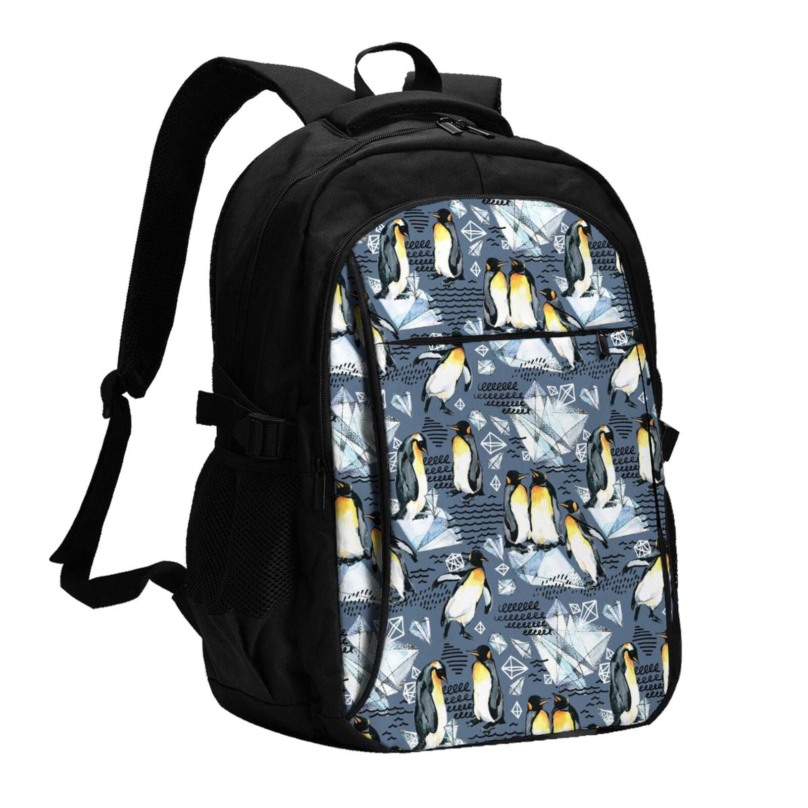 Lafuoo Penguin Arctic Adventure Pattern USB Backpack, Multi-Pocket ...