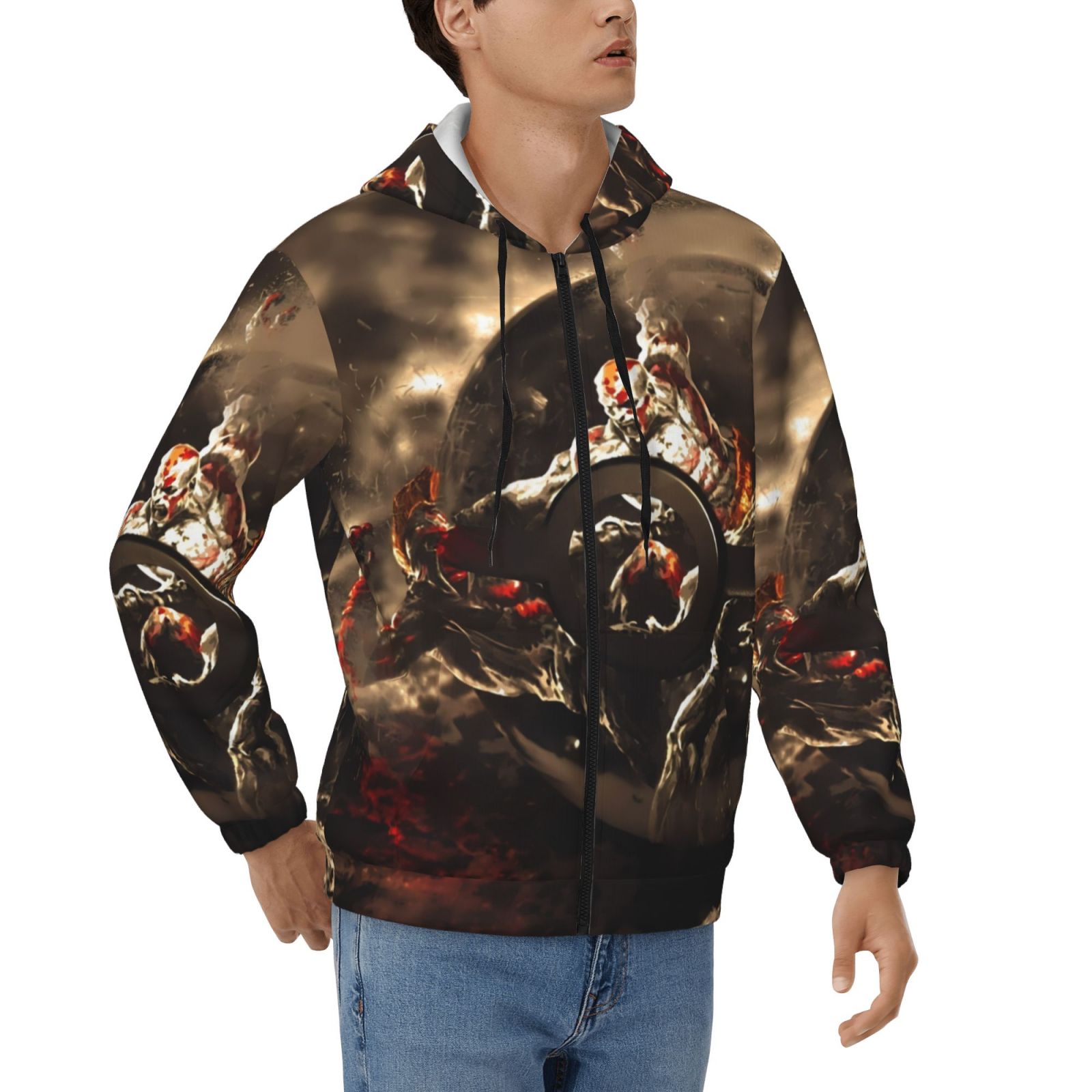 Lafuoo Pokemon Pattern Men's Hooded Zip-Up Cardigan, Long-Sleeved Sport ...