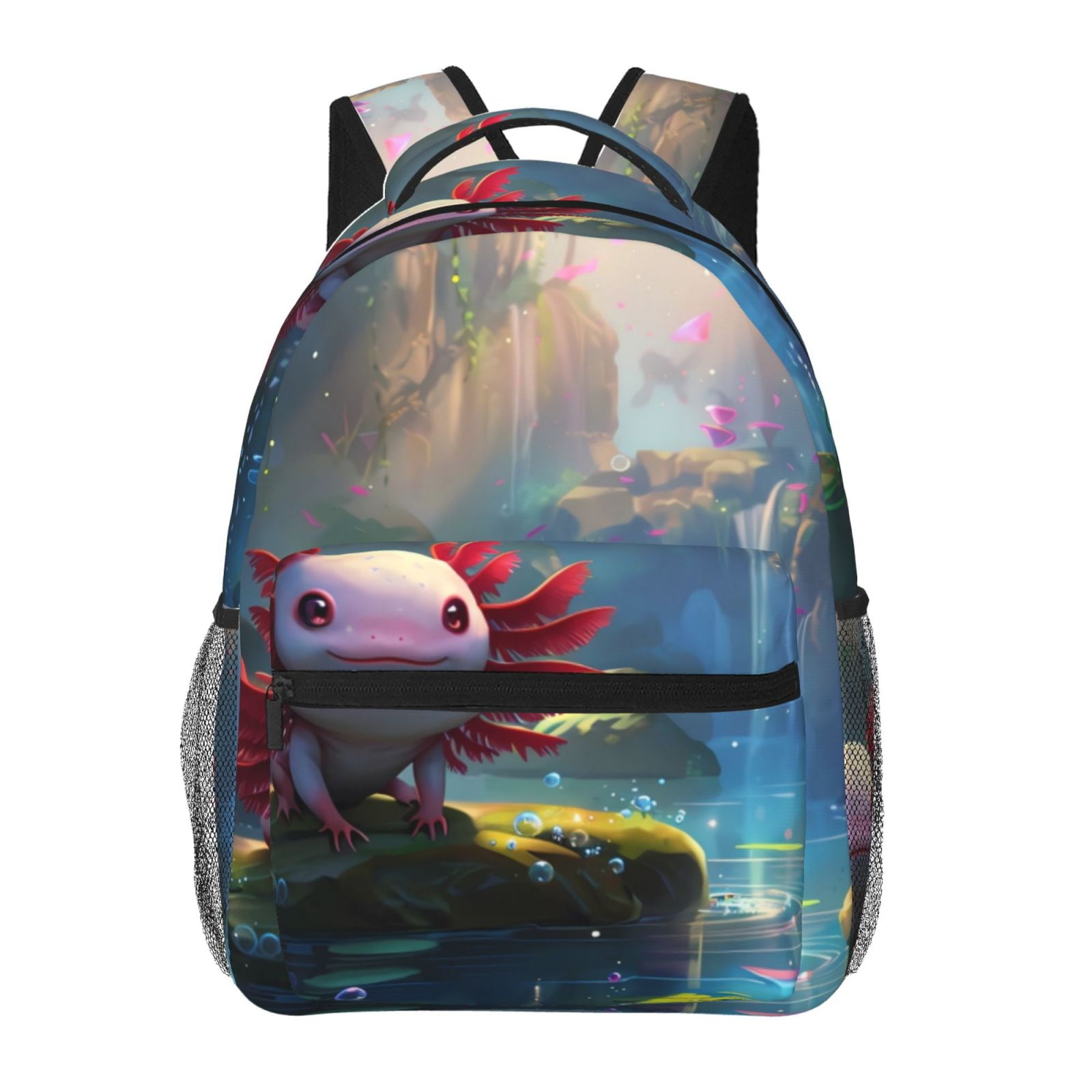 Lafuoo Pond Cute Axolotl Pattern Casual Backpack, Adjustable Shoulder ...