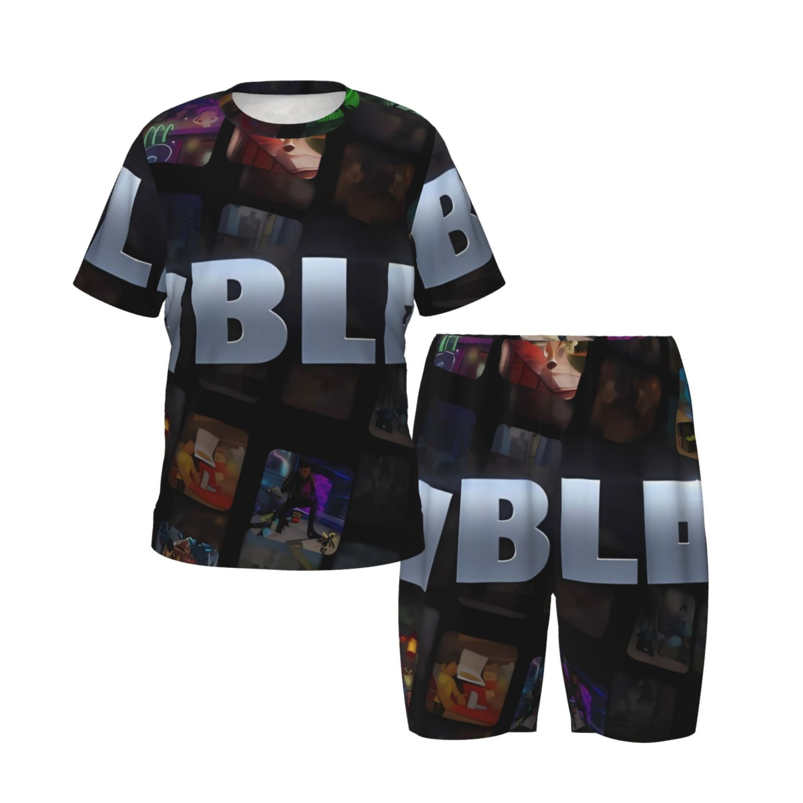 Lafuoo Roblox Pattern Children's Short-Sleeved Pajama Set, Round Neck ...