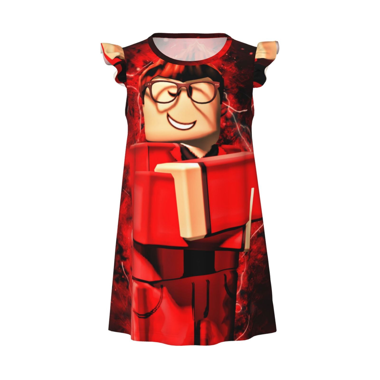 Lafuoo Roblox Pattern Girls' Small Flying Sleeve Nightdress, Suitable ...
