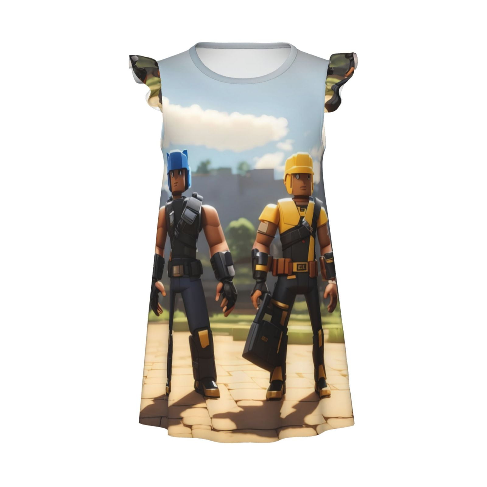 Lafuoo Roblox Pattern Girls' Small Flying Sleeve Nightdress, Suitable ...