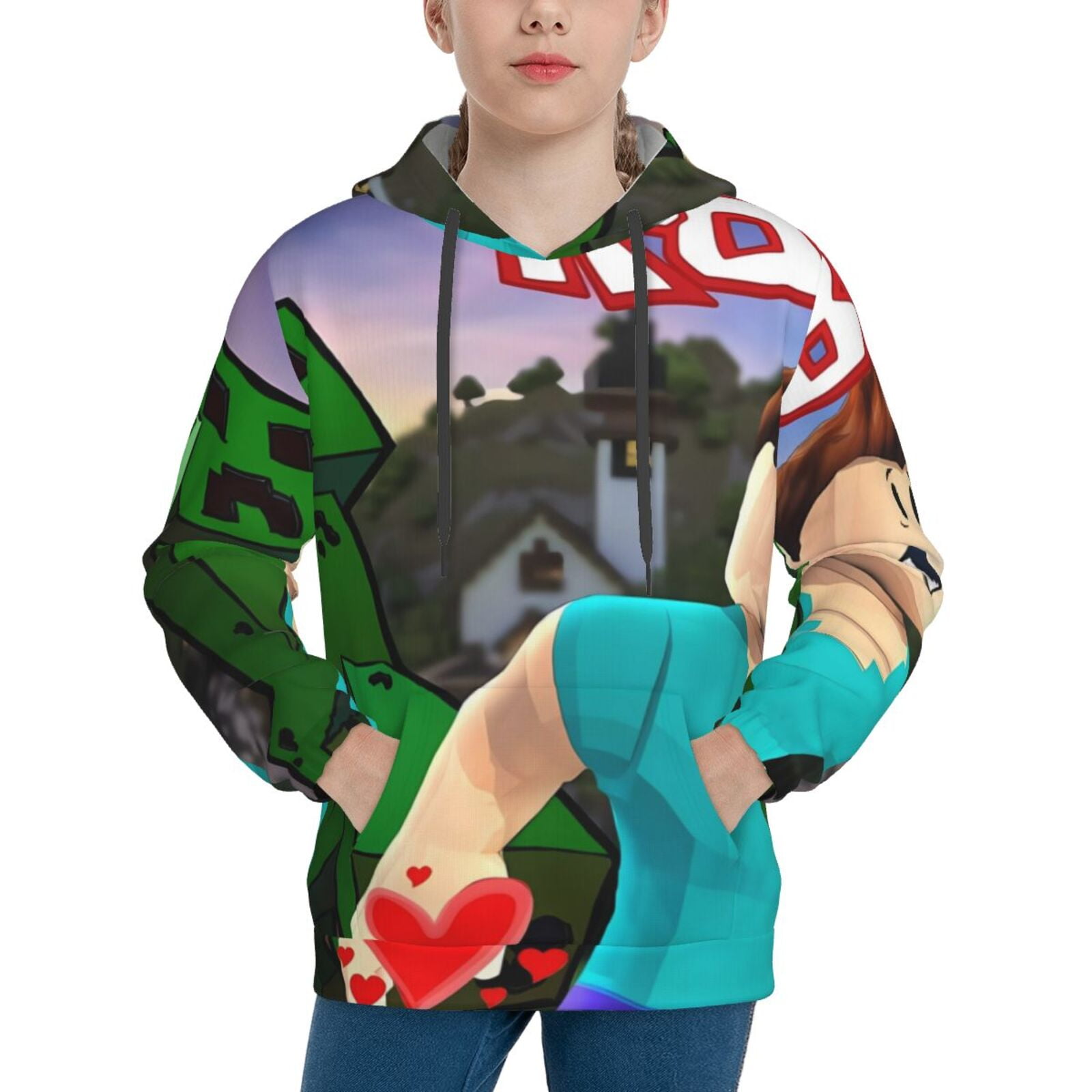 Lafuoo Roblox Pattern Youth Hooded Sweatshirts, Long Sleeve Pullover ...