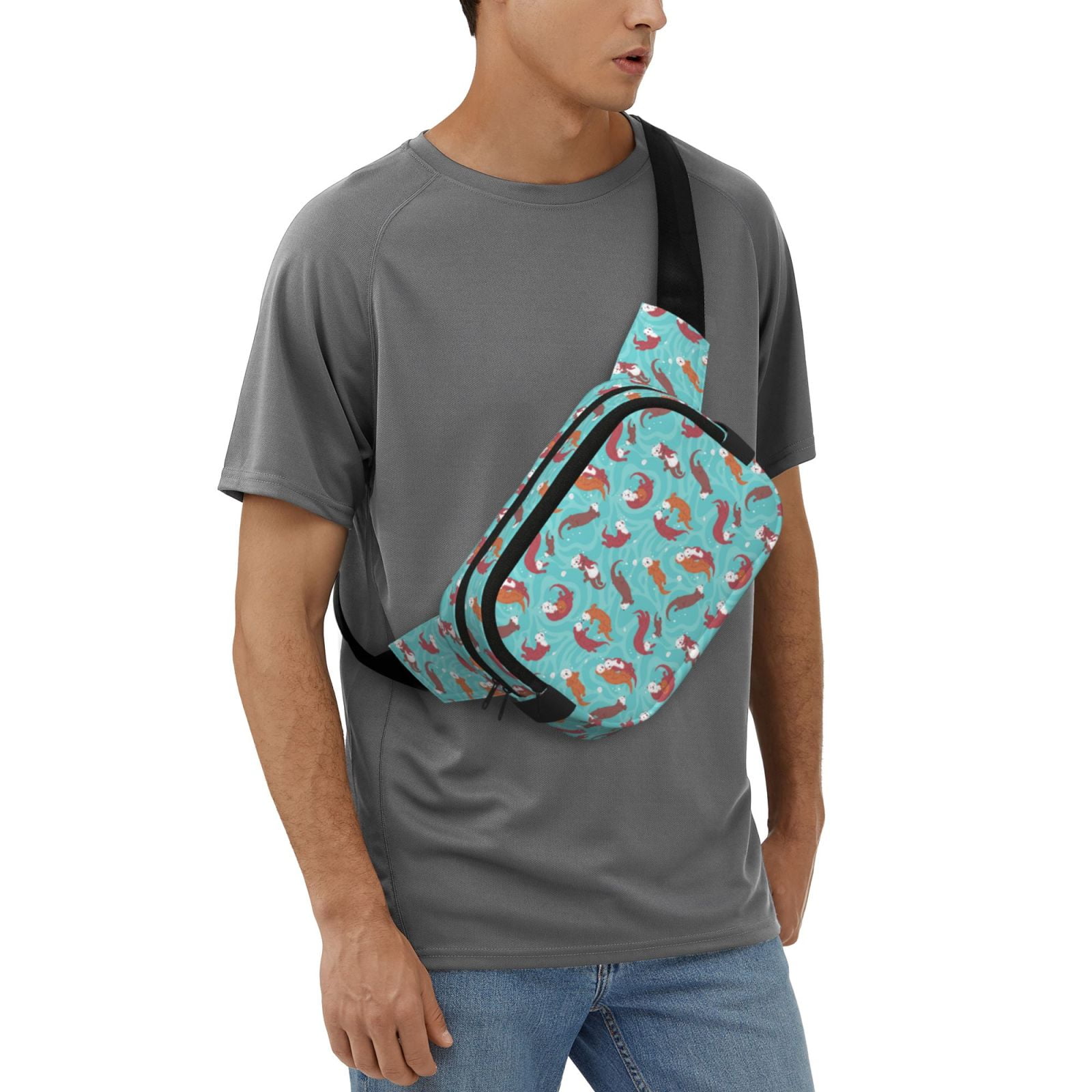 Lafuoo Sea Otters Family In Blue Water Pattern Square Double Layer ...