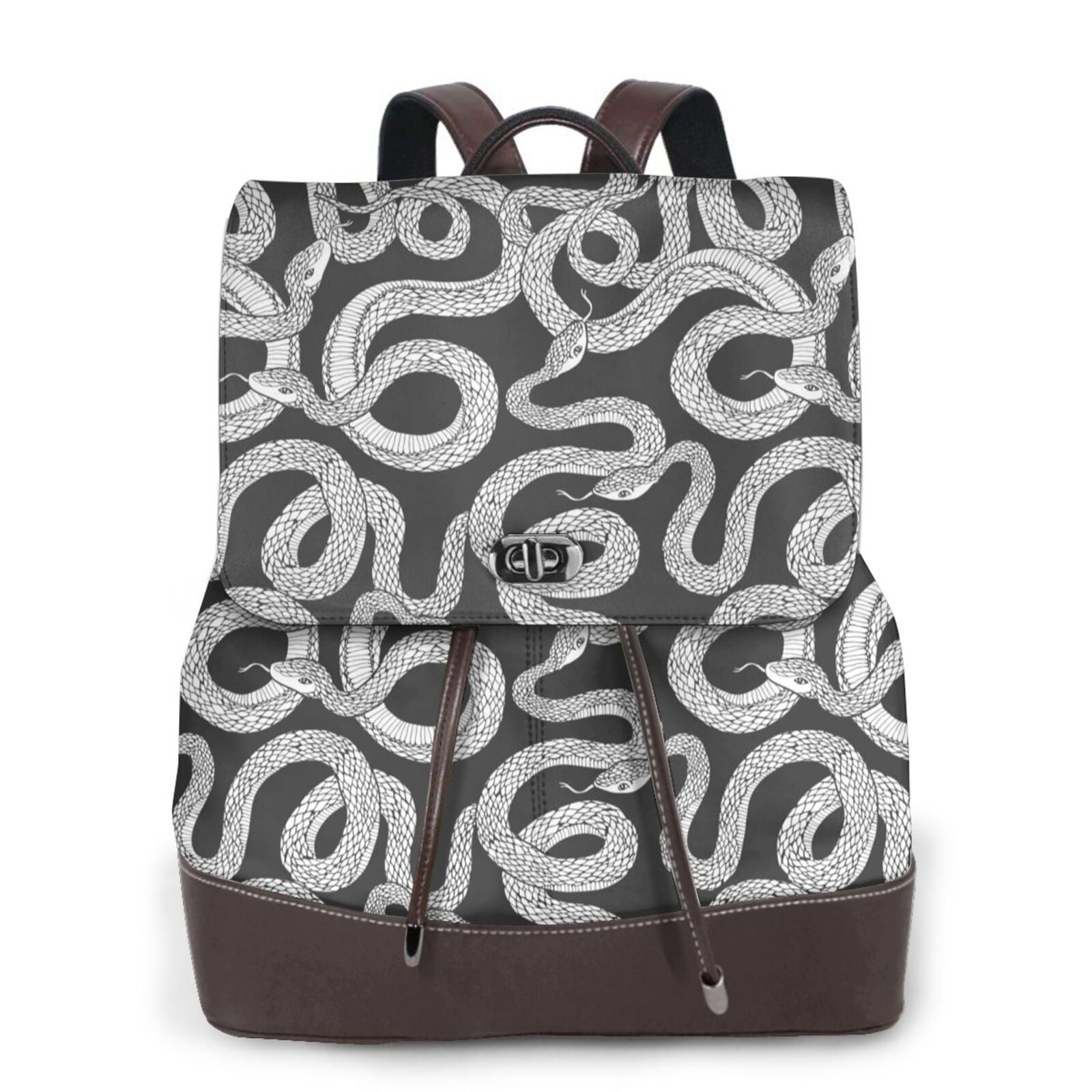 Lafuoo Snake Pattern Leather Backpack, Adjustable Backpack Suitable for ...