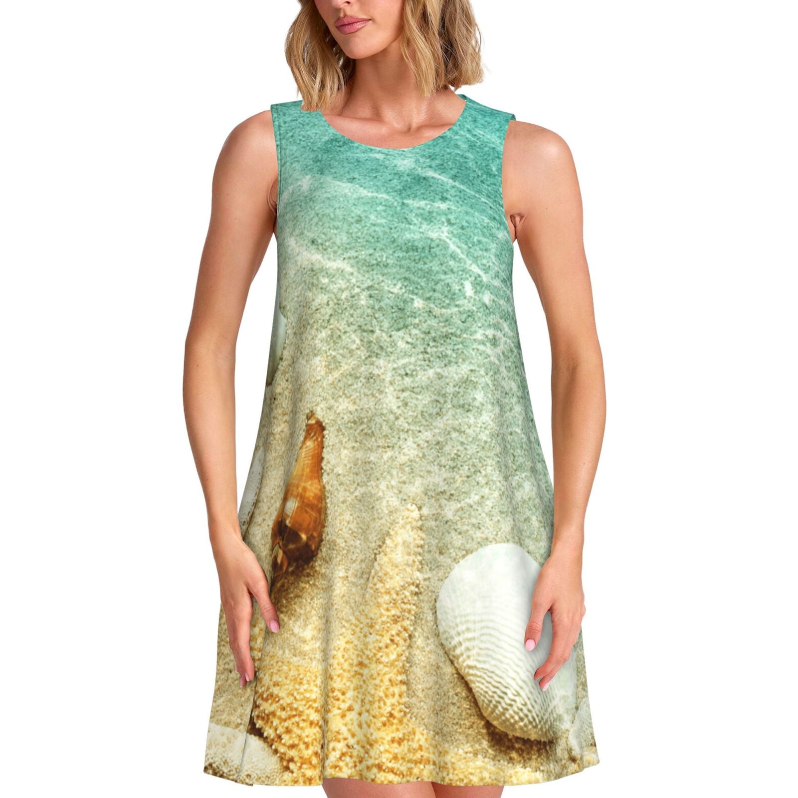 Lafuoo Starfish And Seashell On The Beach Pattern Women's Sleeveless ...