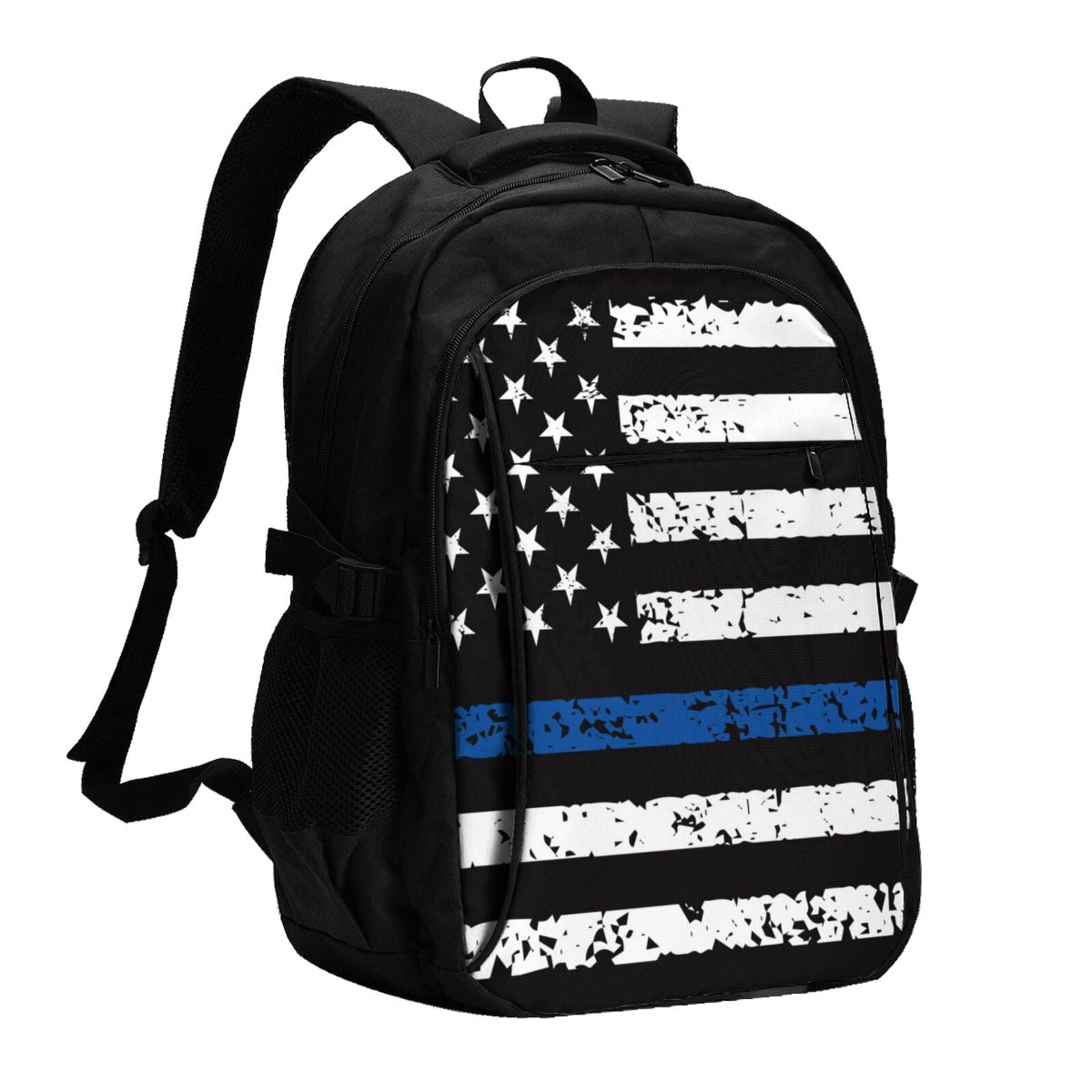 Lafuoo Thin Blue Line Flag Pattern USB Backpack, Multi-Pocket Laptop ...