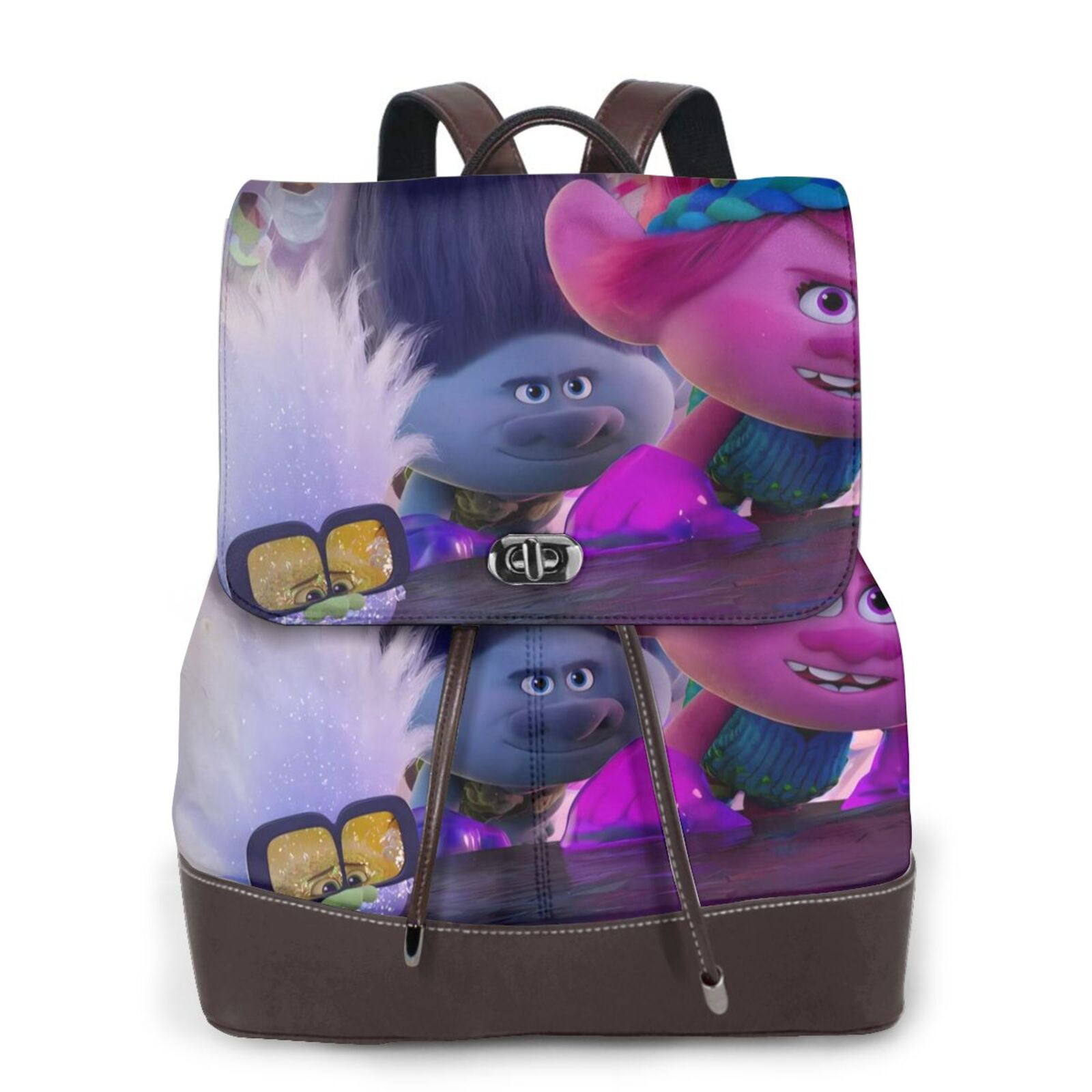 Lafuoo Trolls Band Together Pattern Leather Backpack, Adjustable ...