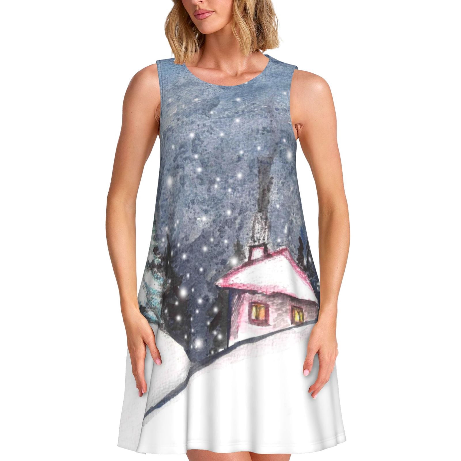 Lafuoo Watercolor Winter Landscape For Christmas Pattern Women's ...