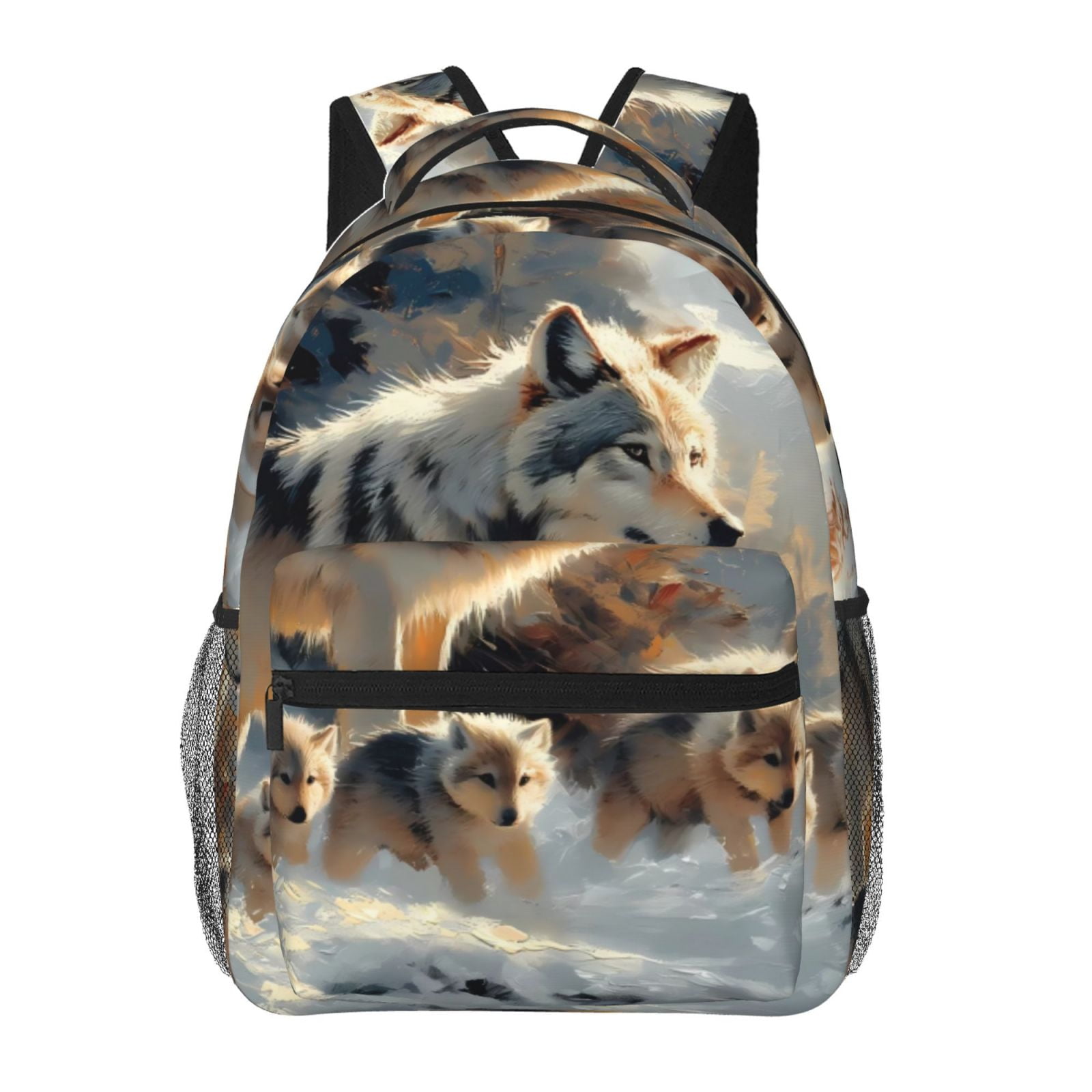 Lafuoo Wolf Family Winter Wonderland Pattern Casual Backpack ...