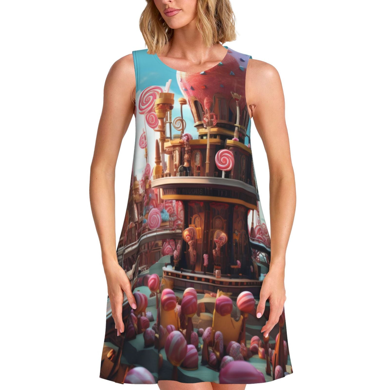 Lafuoo fairy-tale-world-with-delicious-candy Pattern Women's Sleeveless ...