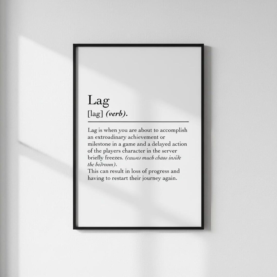 Lag Definition Print - Gaming Description, Quote - Gamers Wall Art ...