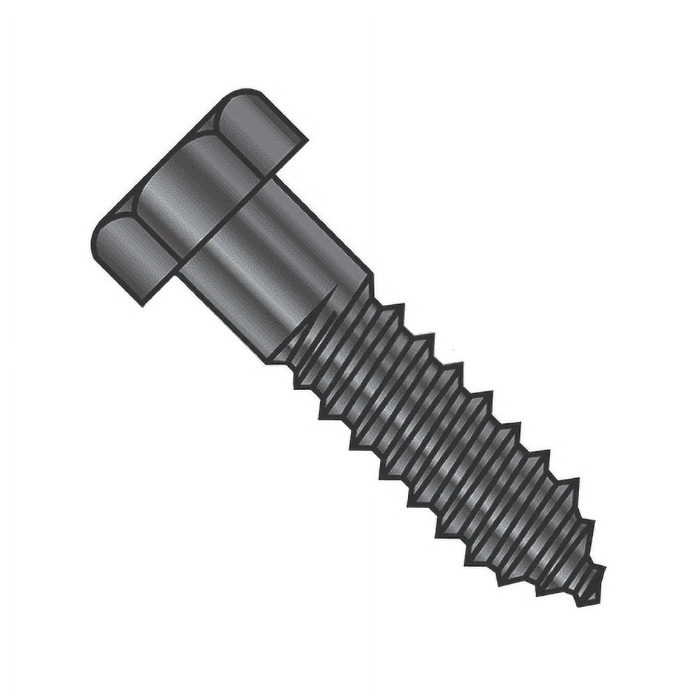 Lag Screw - Hex Head - Black Oxide Steel - 3/8"-7 Thread - 2" Long ...