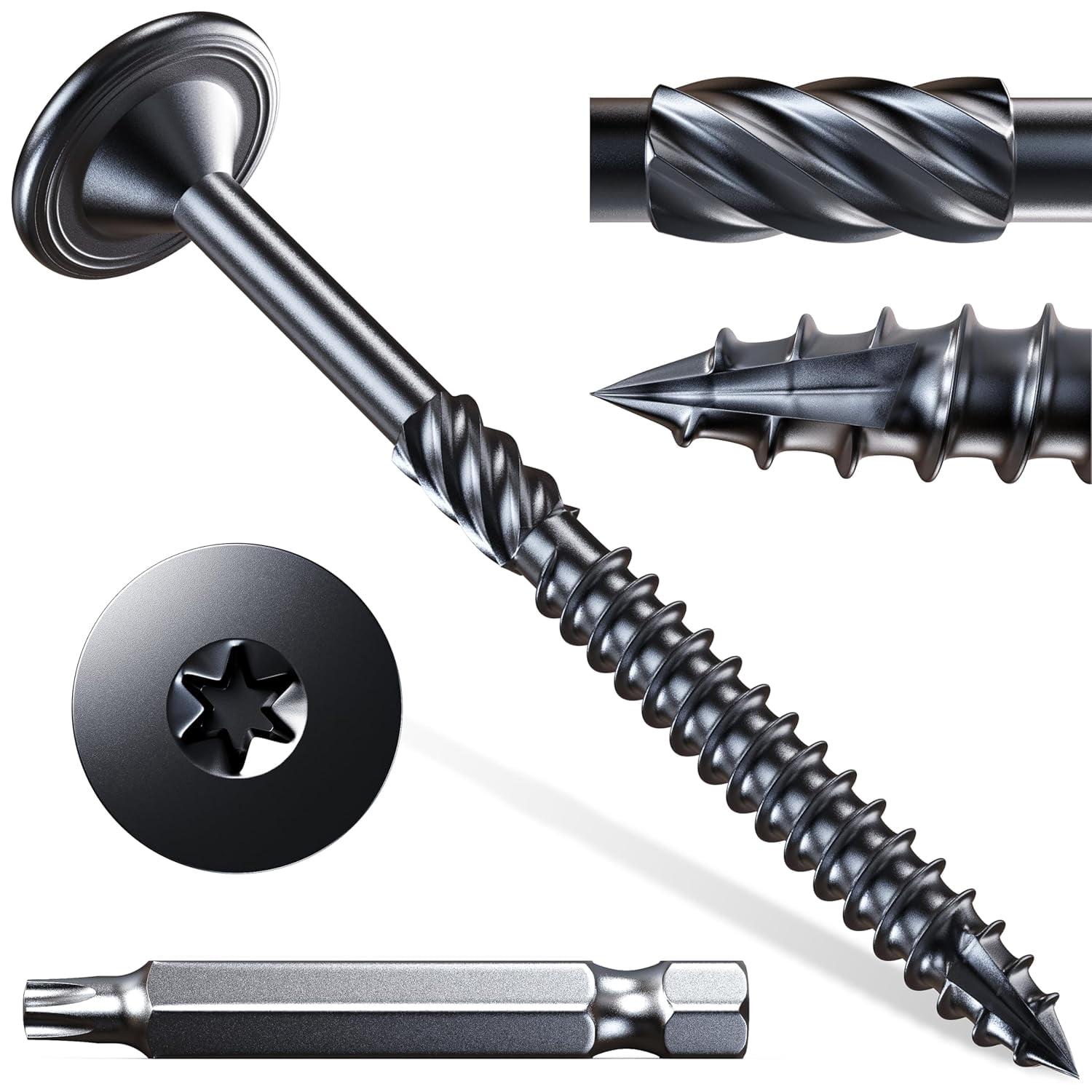 Lag Screws #14 x 3 Inch, 30Pcs Heavy Duty Structural Wood T30 Star Bit ...