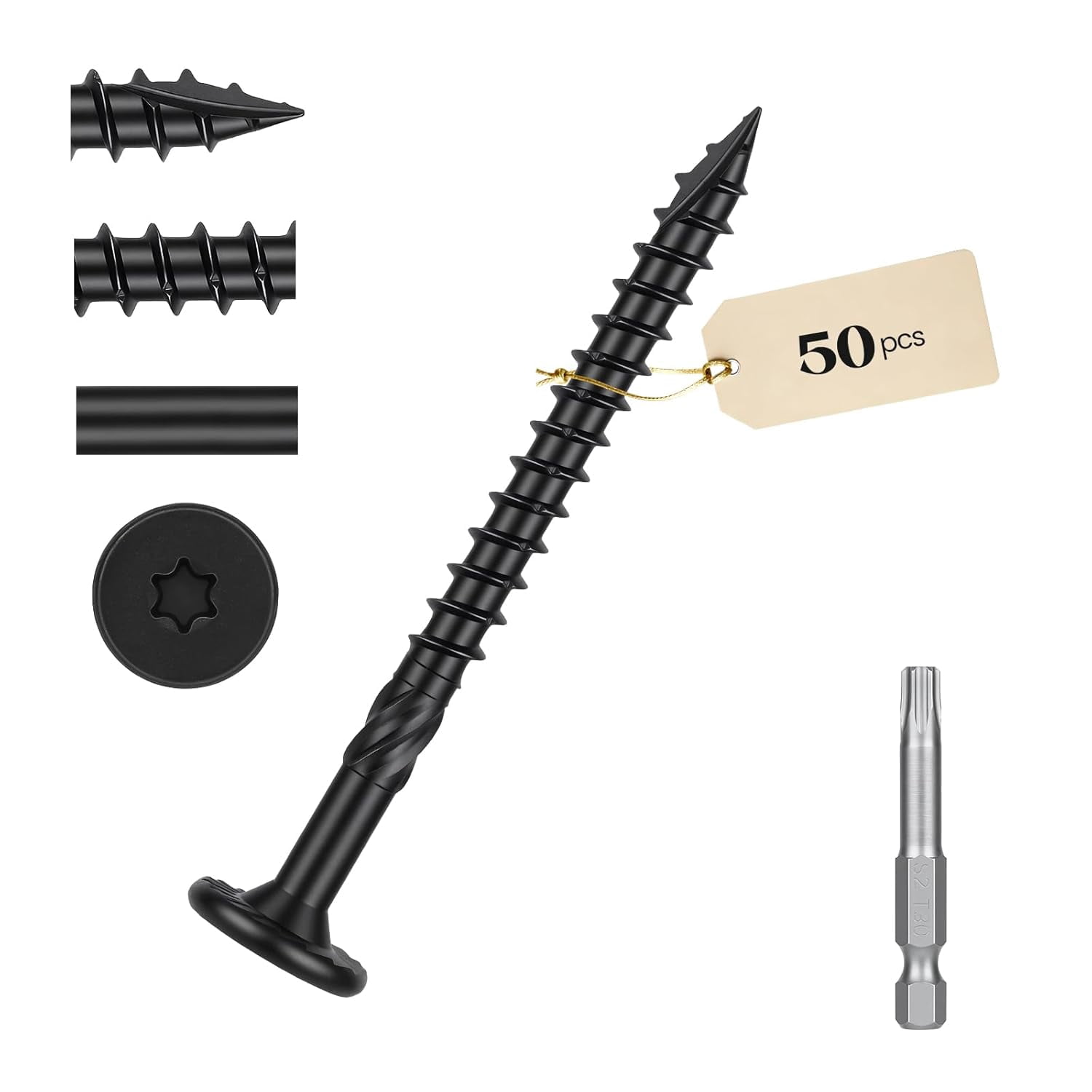 Lag Screws #14 x 3 Inch, 50-PCS Structural Wood Screws, Star Torx Drive ...