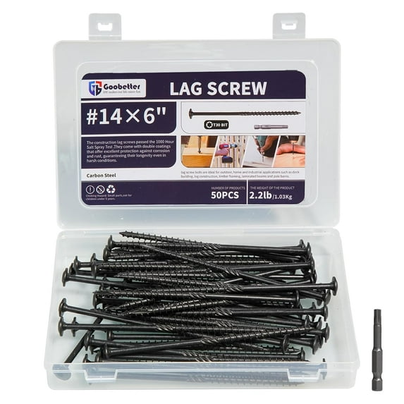 Lag Screws 6 Inch, 50PCS Heavy Duty Construction Screw, Structural Wood ...
