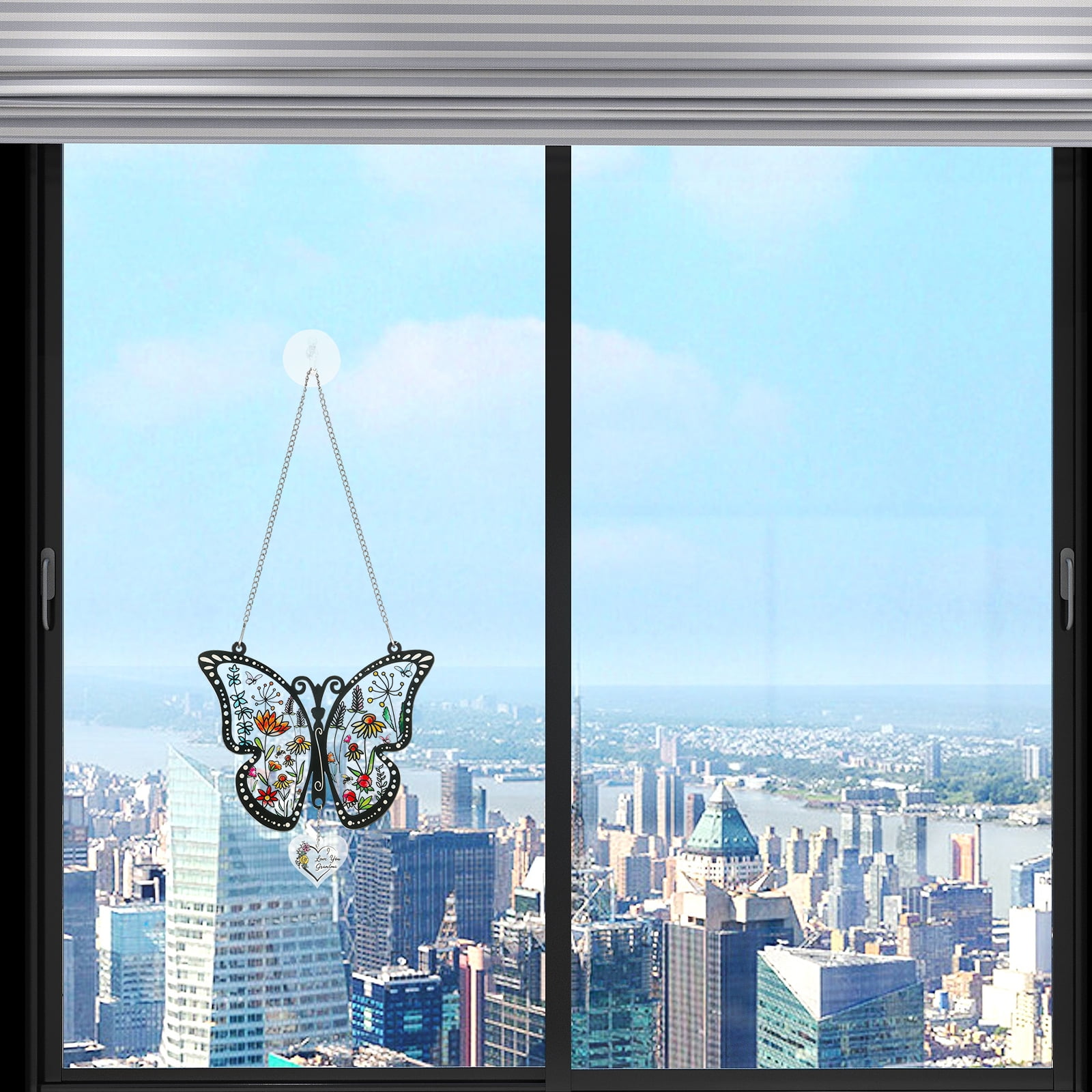 Lager Butterfly Suncatchers for Windows, Butterfly Stained Glass Window ...