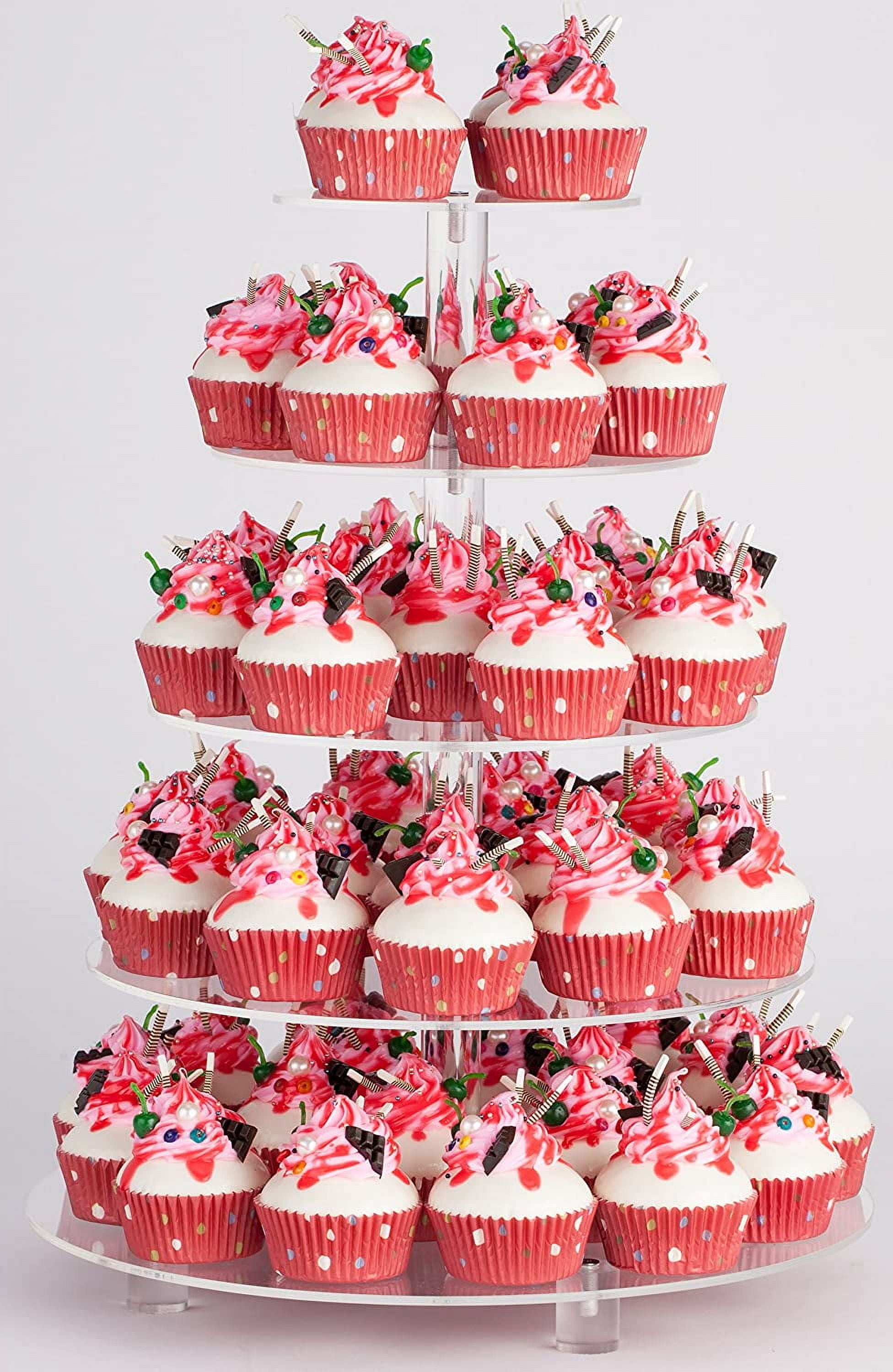 Lager Cupcake Stand for 50 Cupcakes, 5 Tier Round Cupcake Tower，Acrylic ...