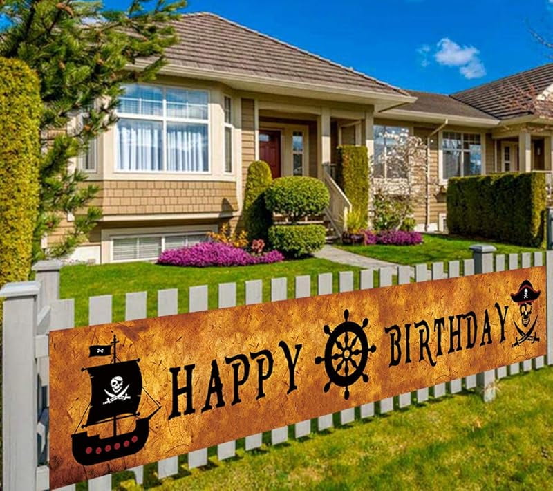 Large Pirate Happy Birthday Banner, Pirate Party Supplies Decorations ...