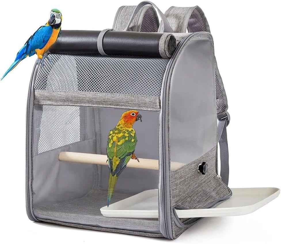 Lagnlnaoy Portable Bird Carrier Bird Backpack with Perch and Tray for ...