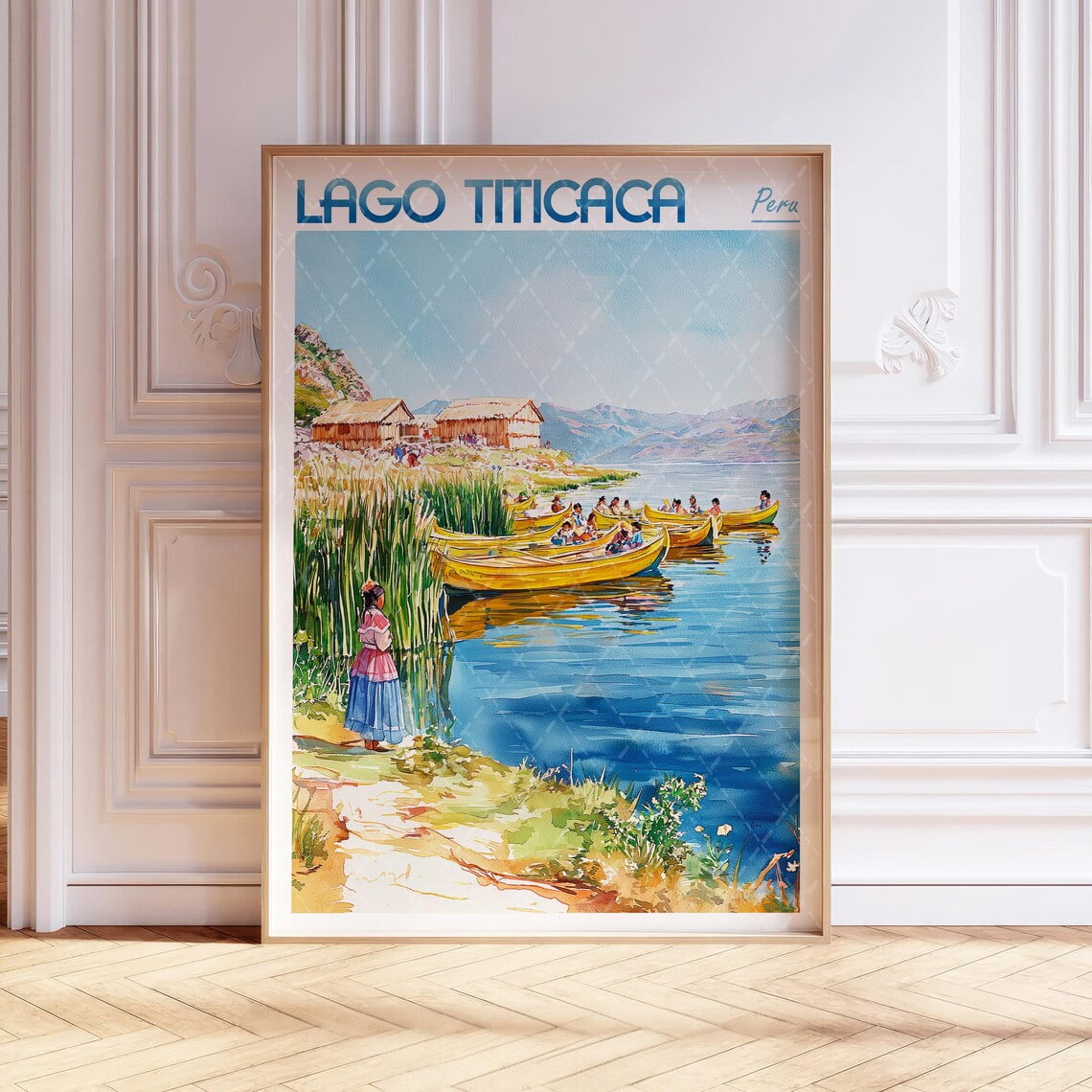 Lago Titicaca Watercolor Poster - Lago Titicaca Wall Art - Peru Travel ...