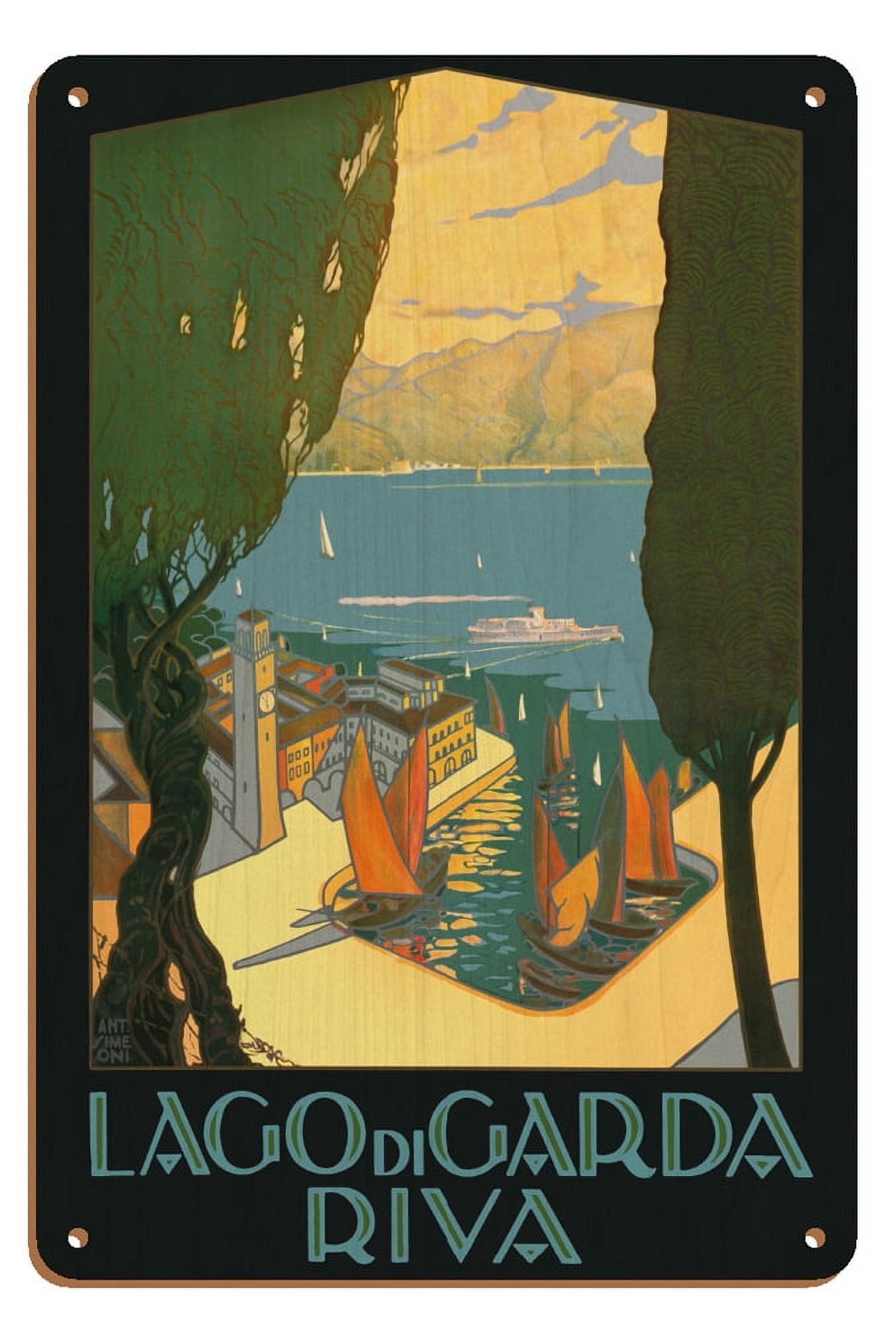 Lago di Garda (Lake Garda) - Riva Italy - Vintage Travel Poster by ...