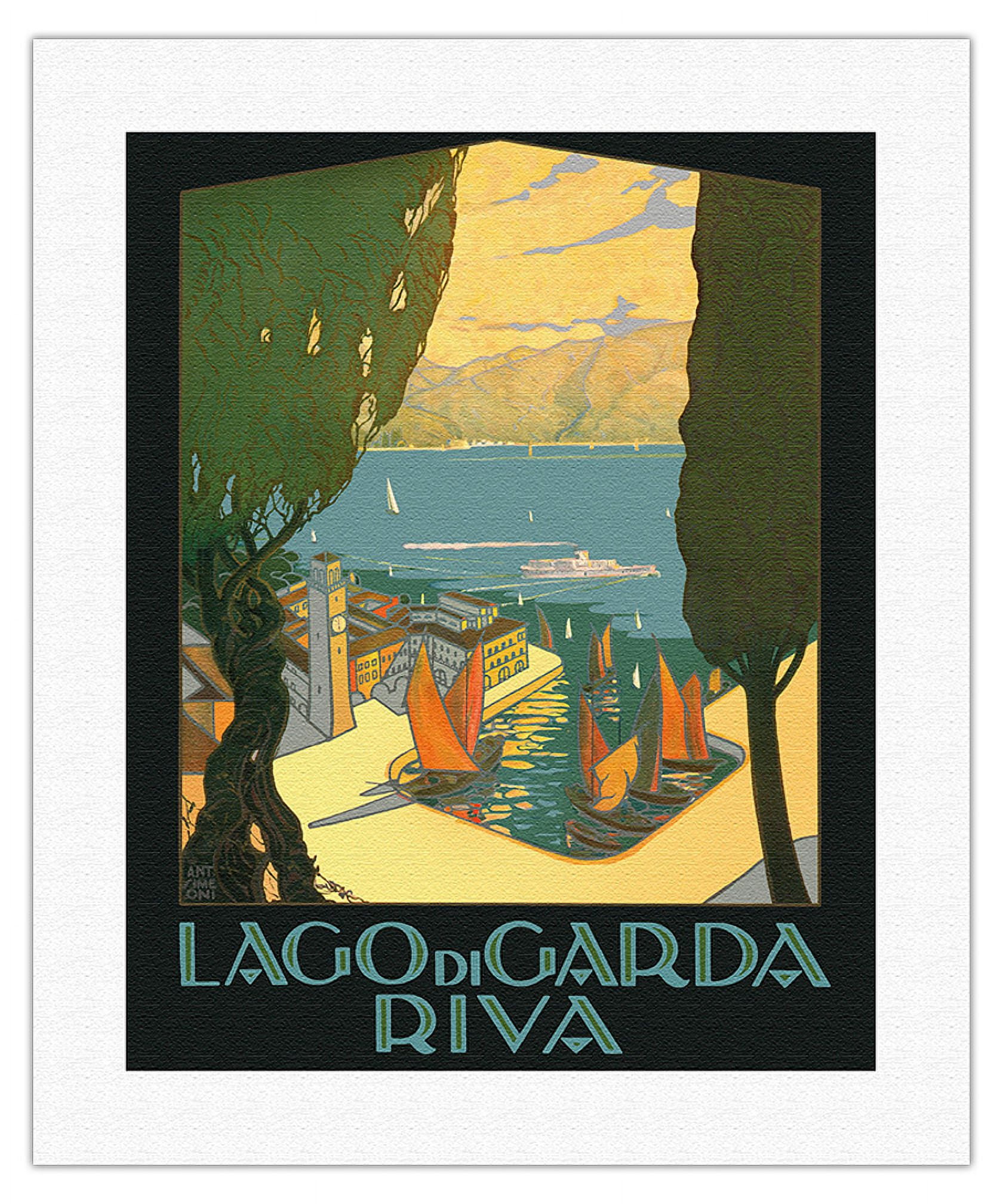 Lago di Garda (Lake Garda) - Riva Italy - Vintage Travel Poster by ...