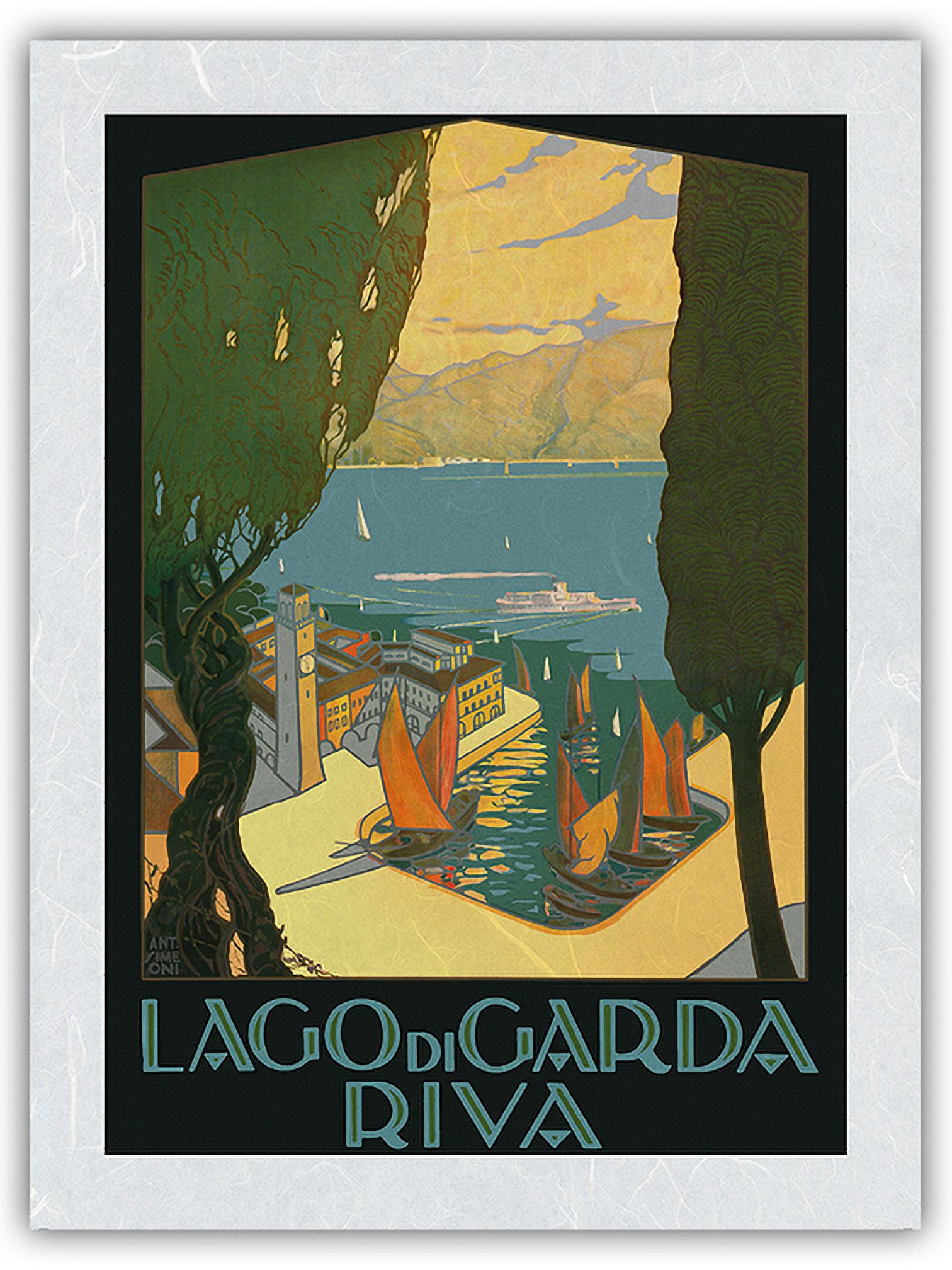 Lago di Garda (Lake Garda) - Riva Italy - Vintage Travel Poster by ...