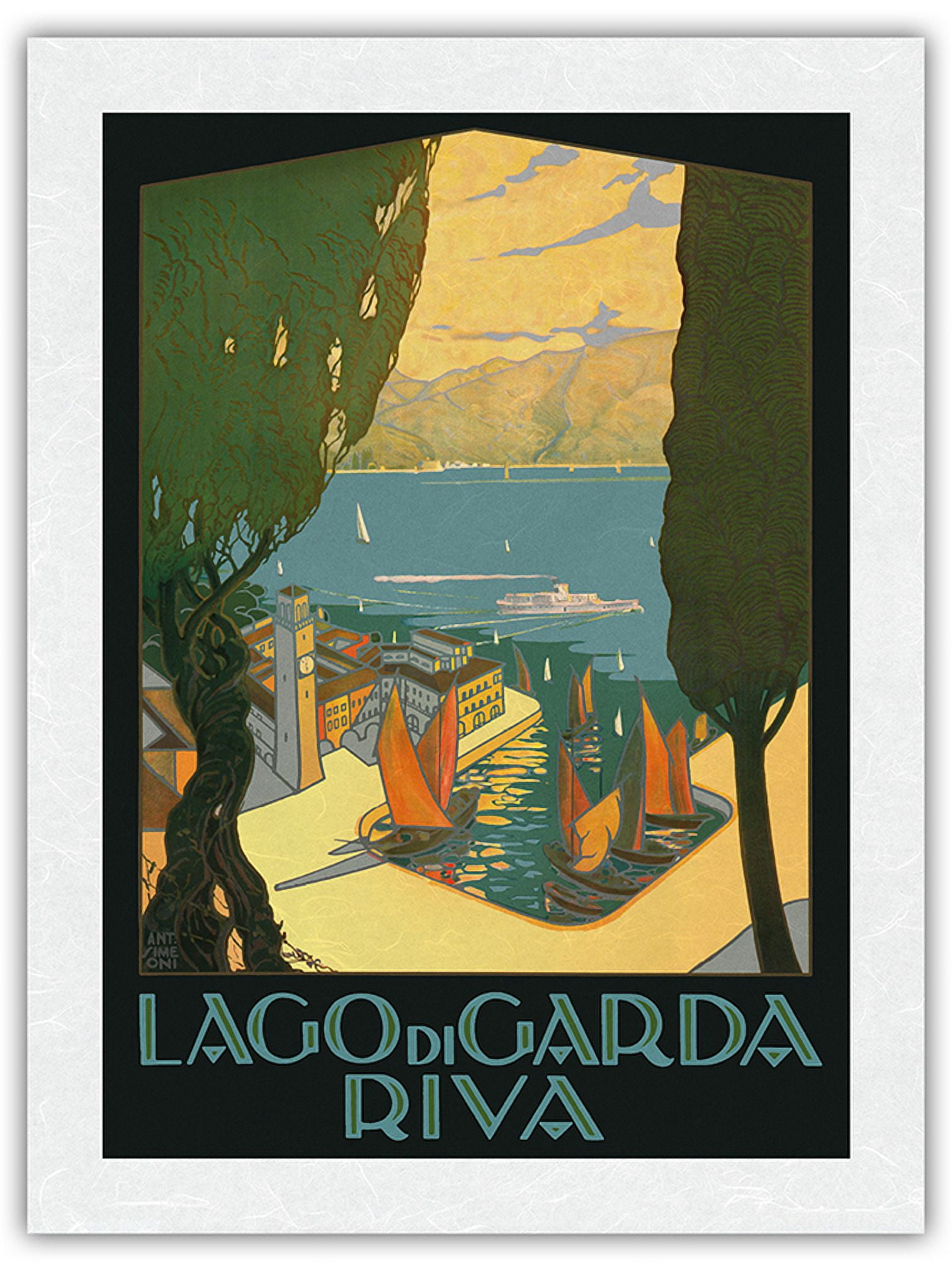 Lago di Garda (Lake Garda) - Riva Italy - Vintage Travel Poster by ...