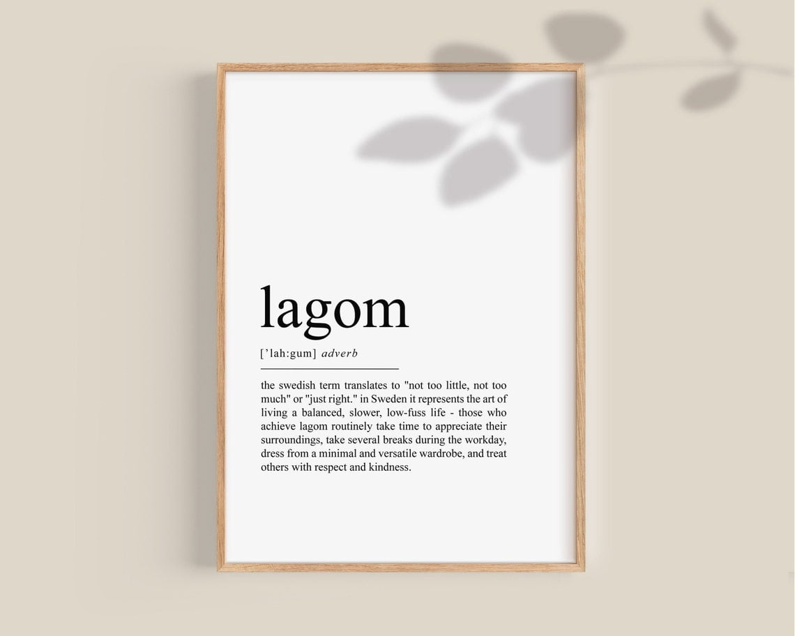 Lagom Poster, Lagom Definition Poster, Lagom Wall Art, Lagom Decor ...
