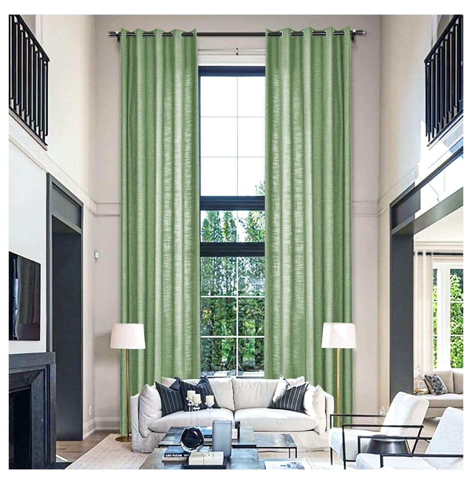 Lagoon Extra Long Curtains 108-inch to 288-inch Length Flax Textured ...