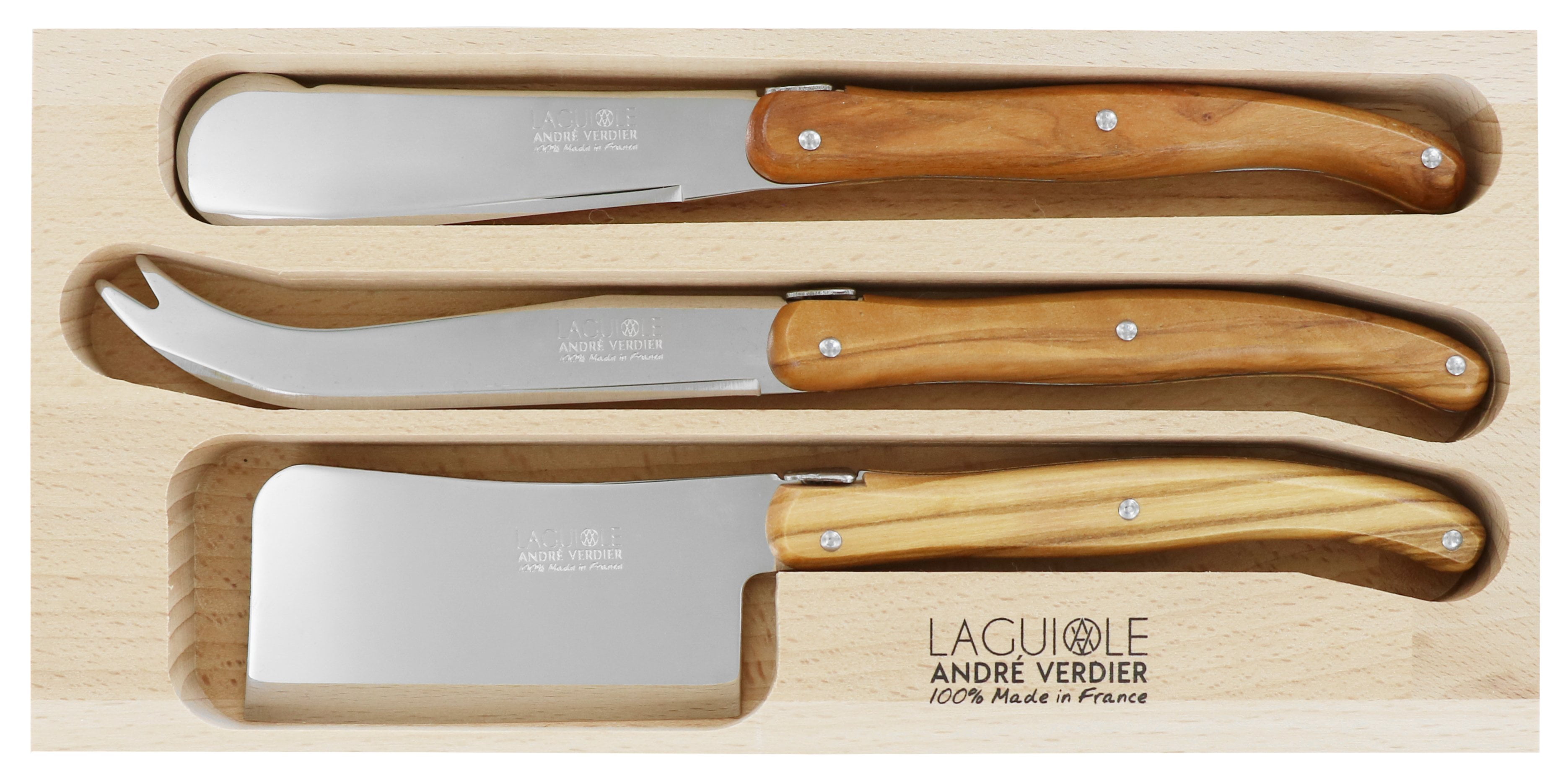Laguiole Andre Verdier Cheese Knives 3-Piece Set Sandwich Knife ...