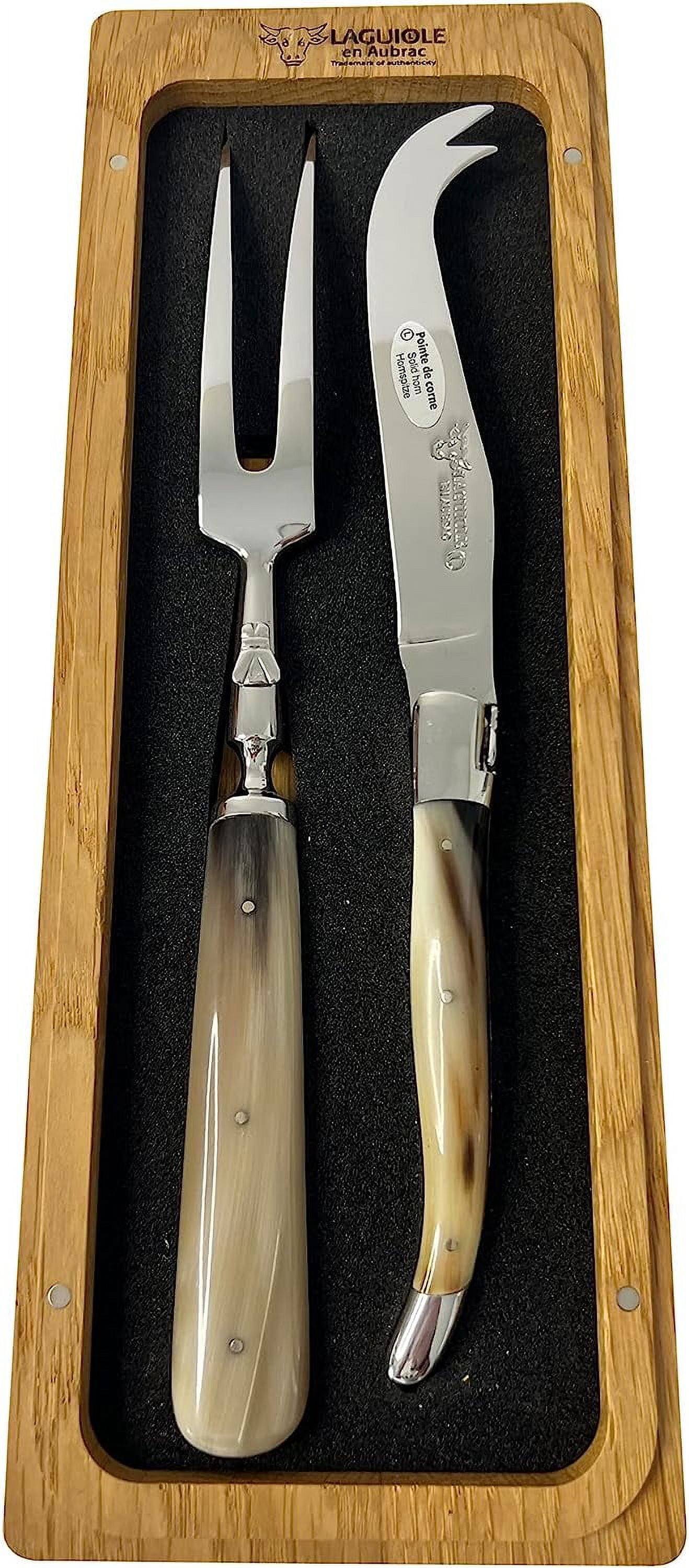 Laguiole En Aubrac 2-Piece Stainless Steel Cheese Knife Set, With Fork ...