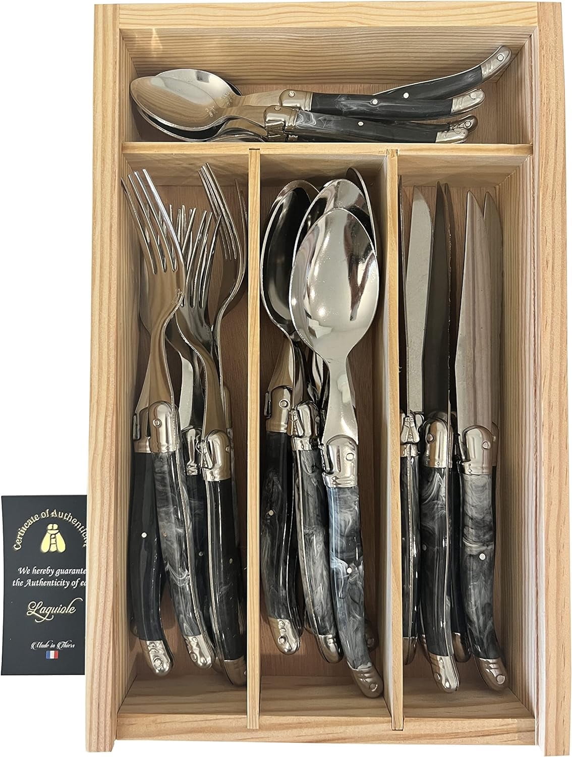 Laguiole Premium Dishwasher Safe Full Tang Stainless Steel 24-Piece ...