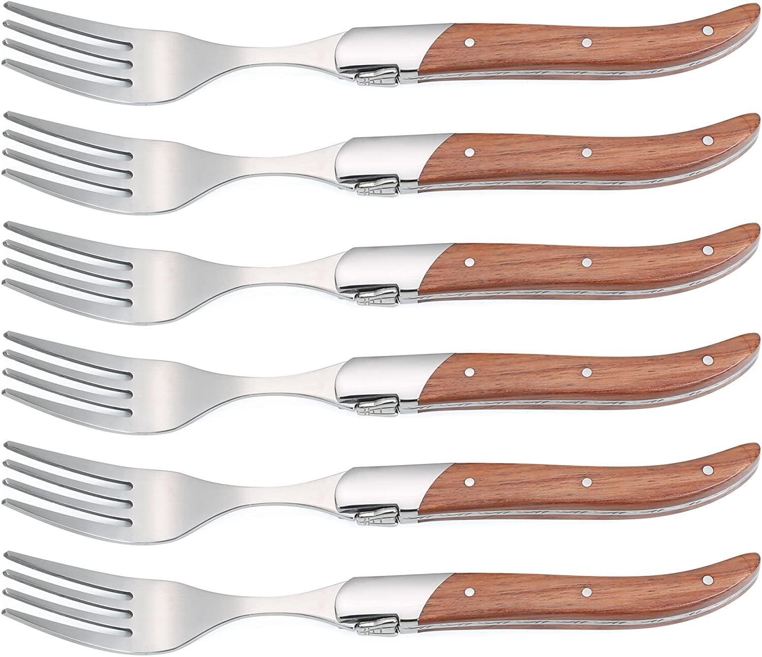 Laguiole by Dinner Forks Set Stainless Steel, Rose Wood Handle, Gift ...